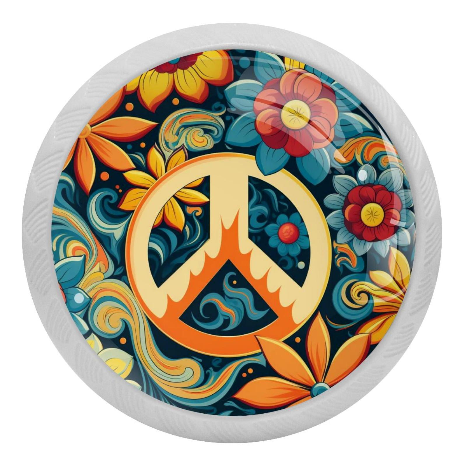Peace Sign Round Glow-in-the-Dark Fluorescent Cabinet and Dresser Knobs ...