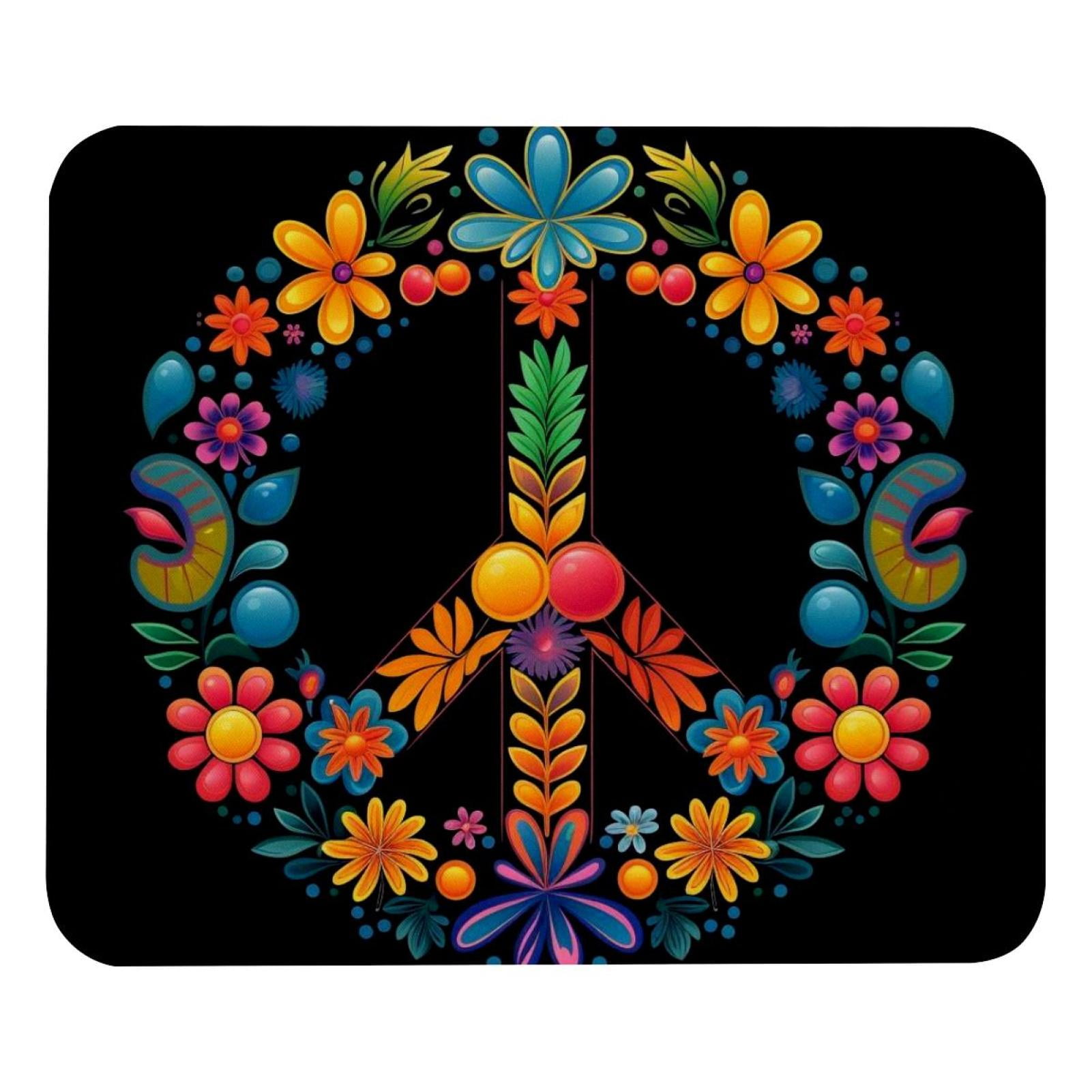 Peace Sign Round Mouse Pad - Smooth Surface, Mousepad Thick Padding ...