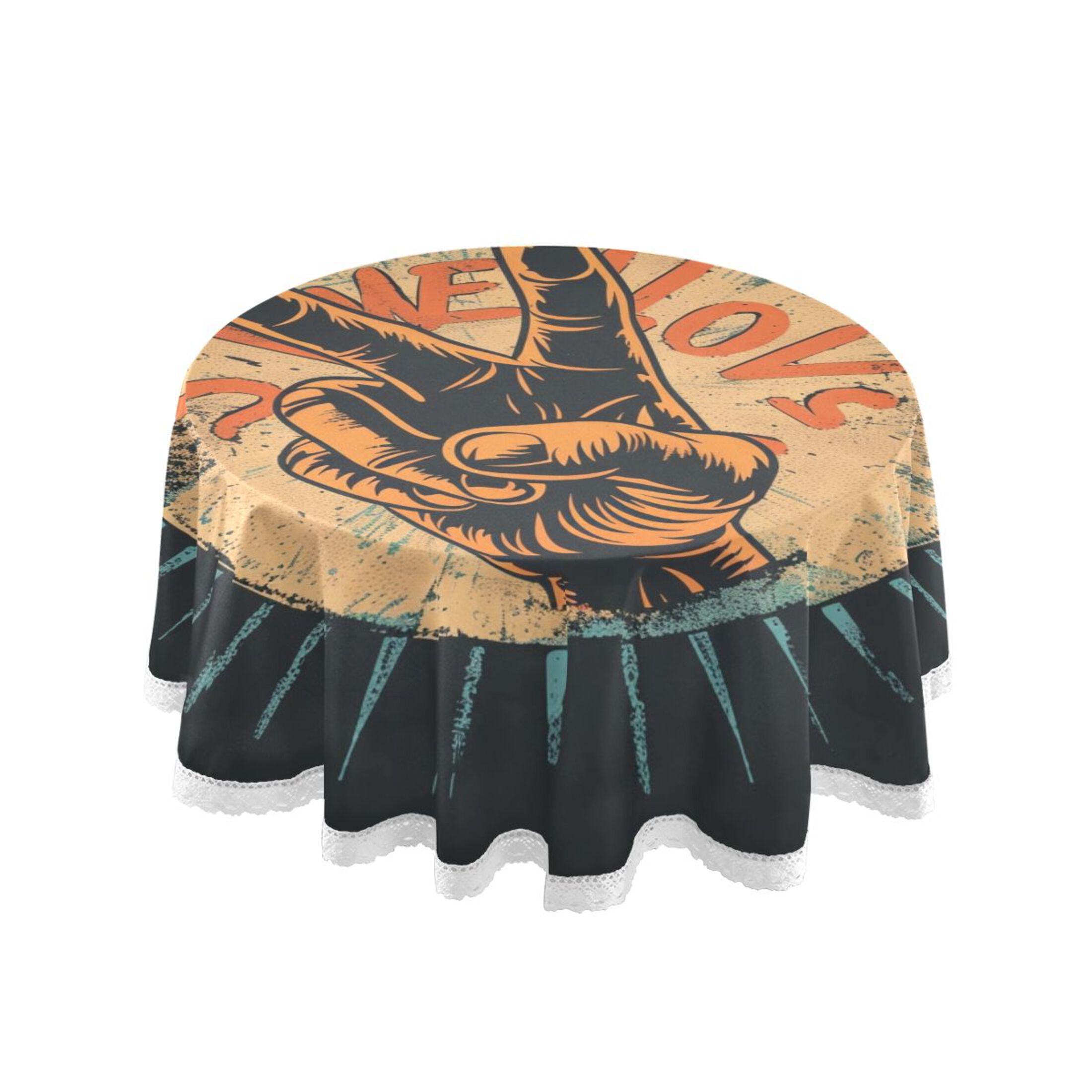 Peace Sign Round Tablecloth 60" Reusable Circle Table Cover Washable ...