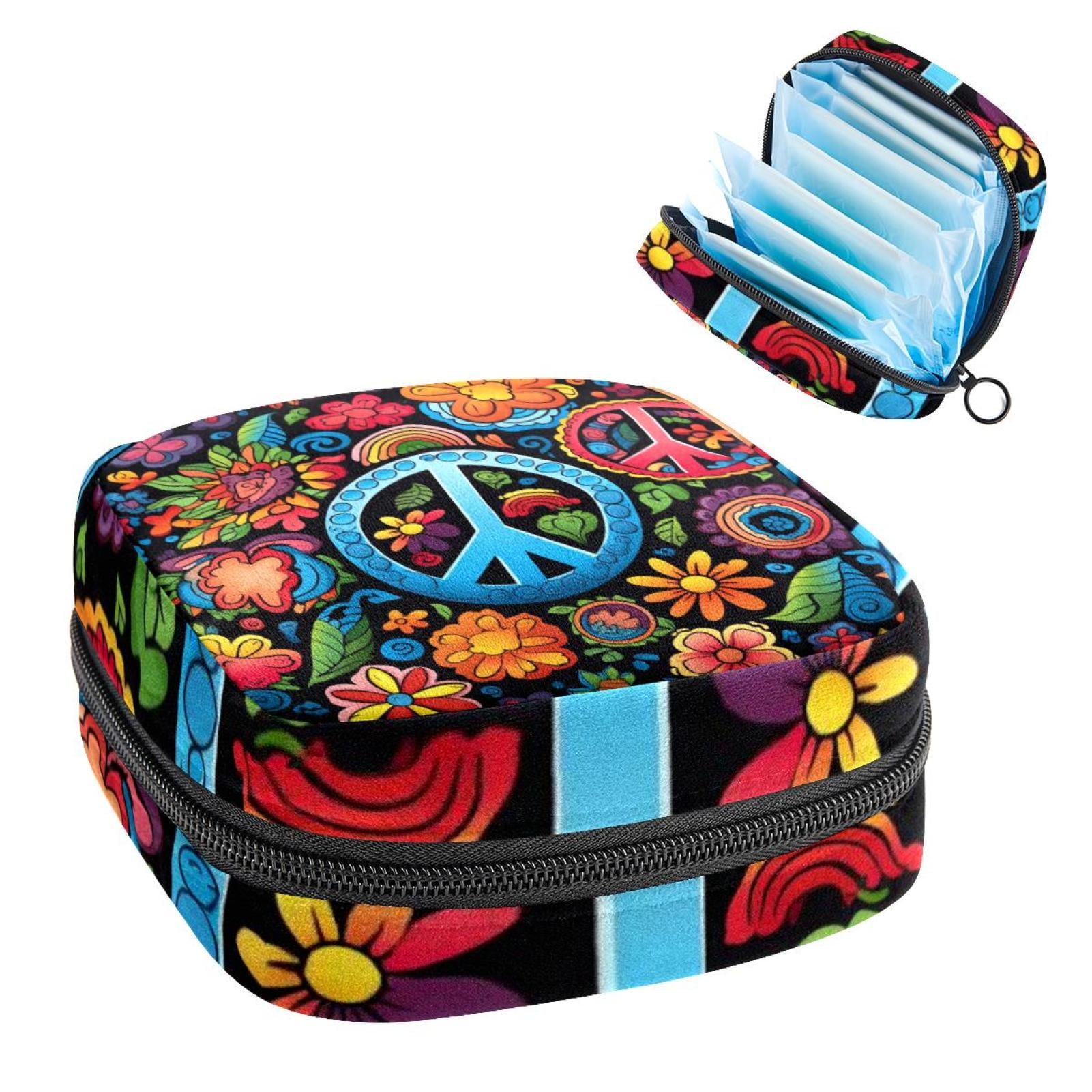 Peace Sign Sanitary Napkin Bag Period Pouch Travel Organizer Zipper ...