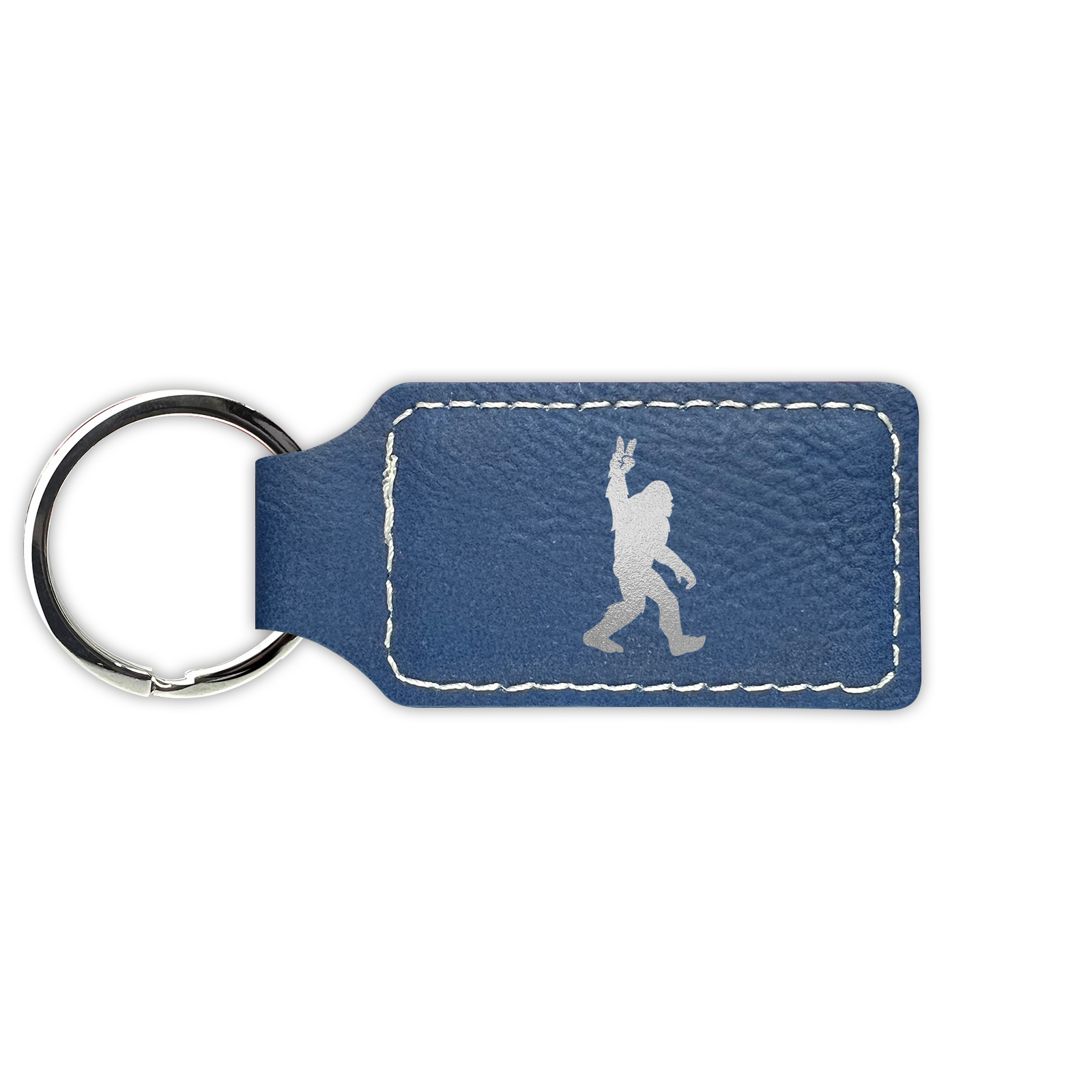 Peace Sign Sasquatch Bigfoot Keychain Leatherette Rectangle - Laser ...