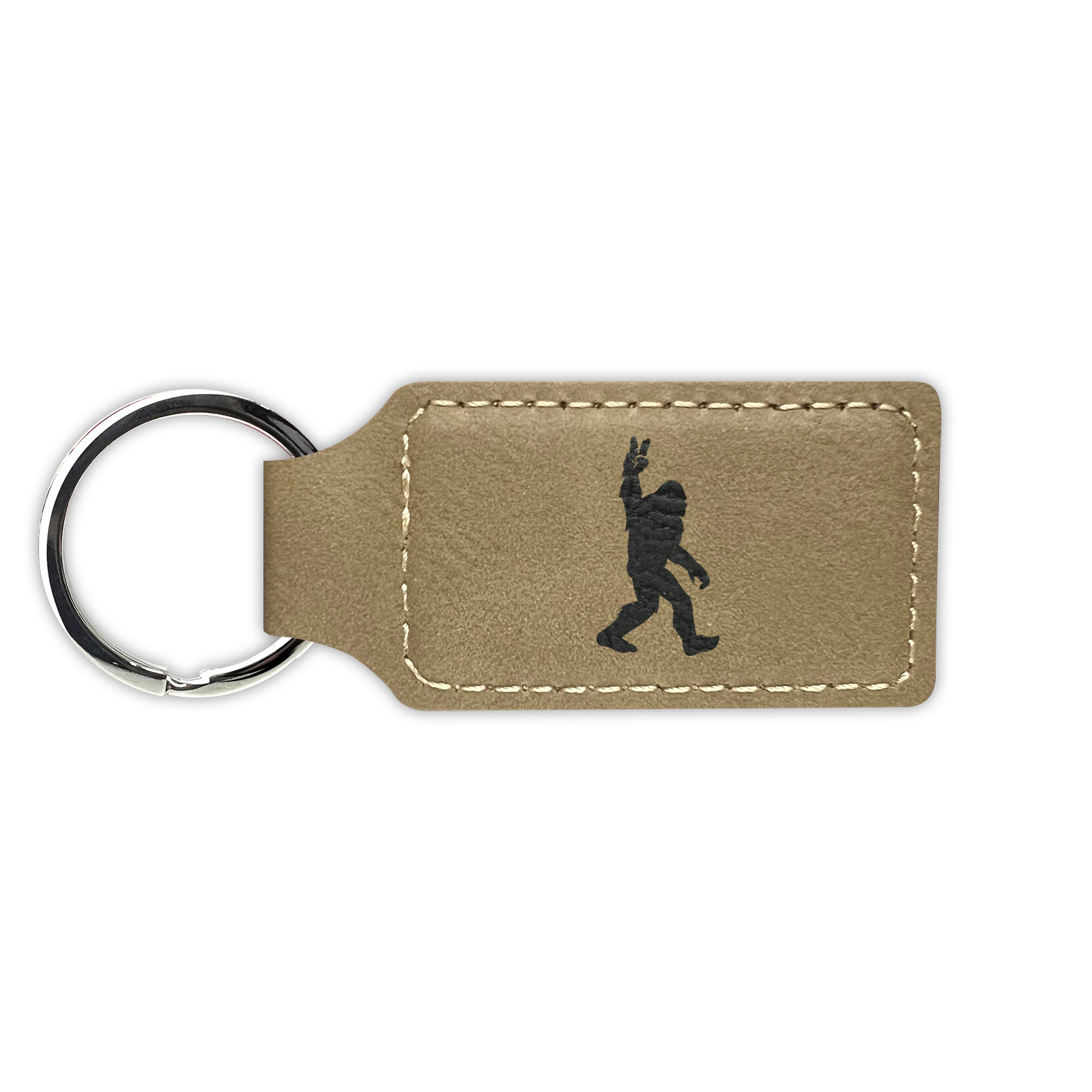 Peace Sign Sasquatch Bigfoot Keychain Leatherette Rectangle - Laser ...