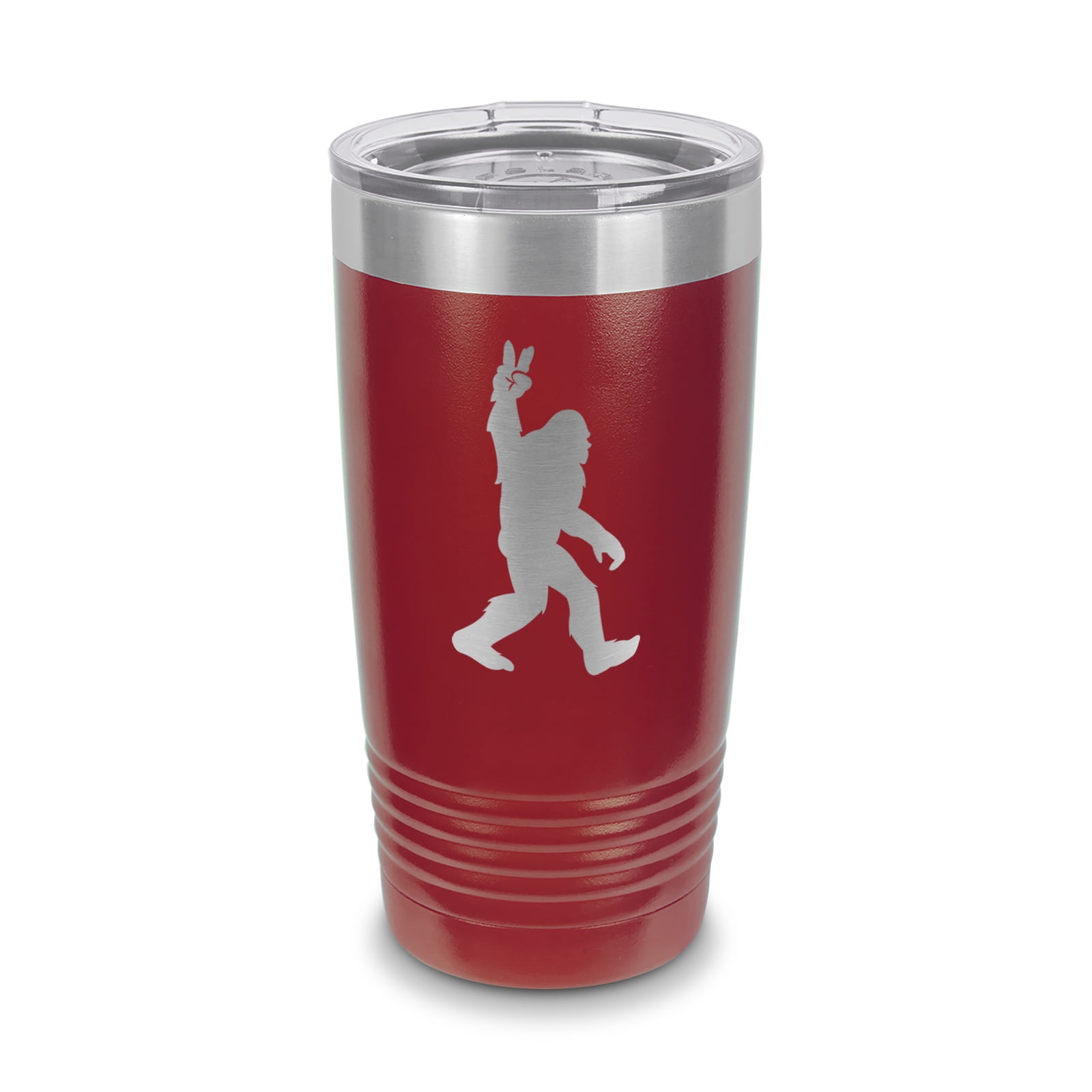 Peace Sign Sasquatch Bigfoot Tumbler 20 oz - Laser Engraved w/ Clear ...