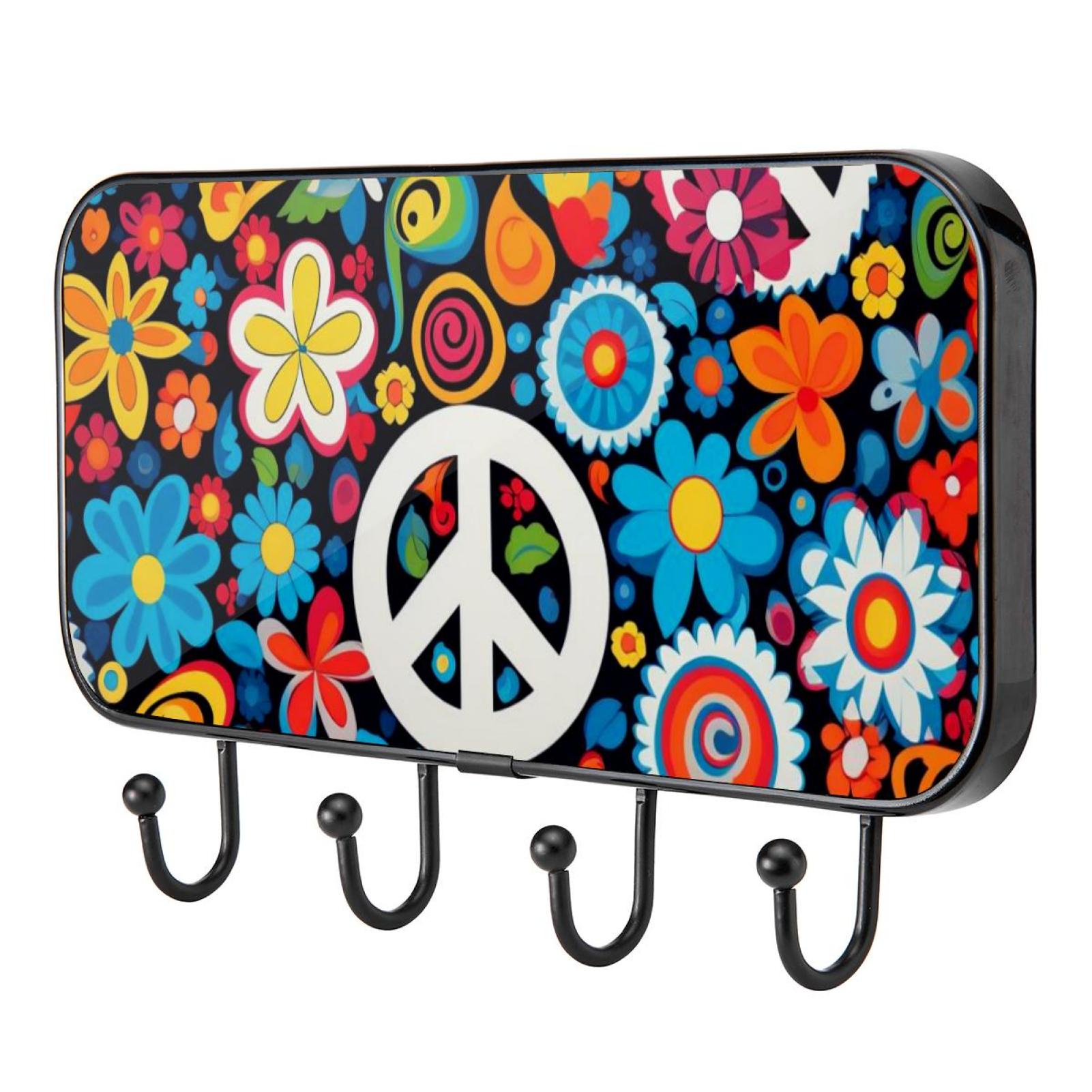 Peace Sign Self Adhesive Towel Coat Wood Iron Hooks for Home Keys Door ...