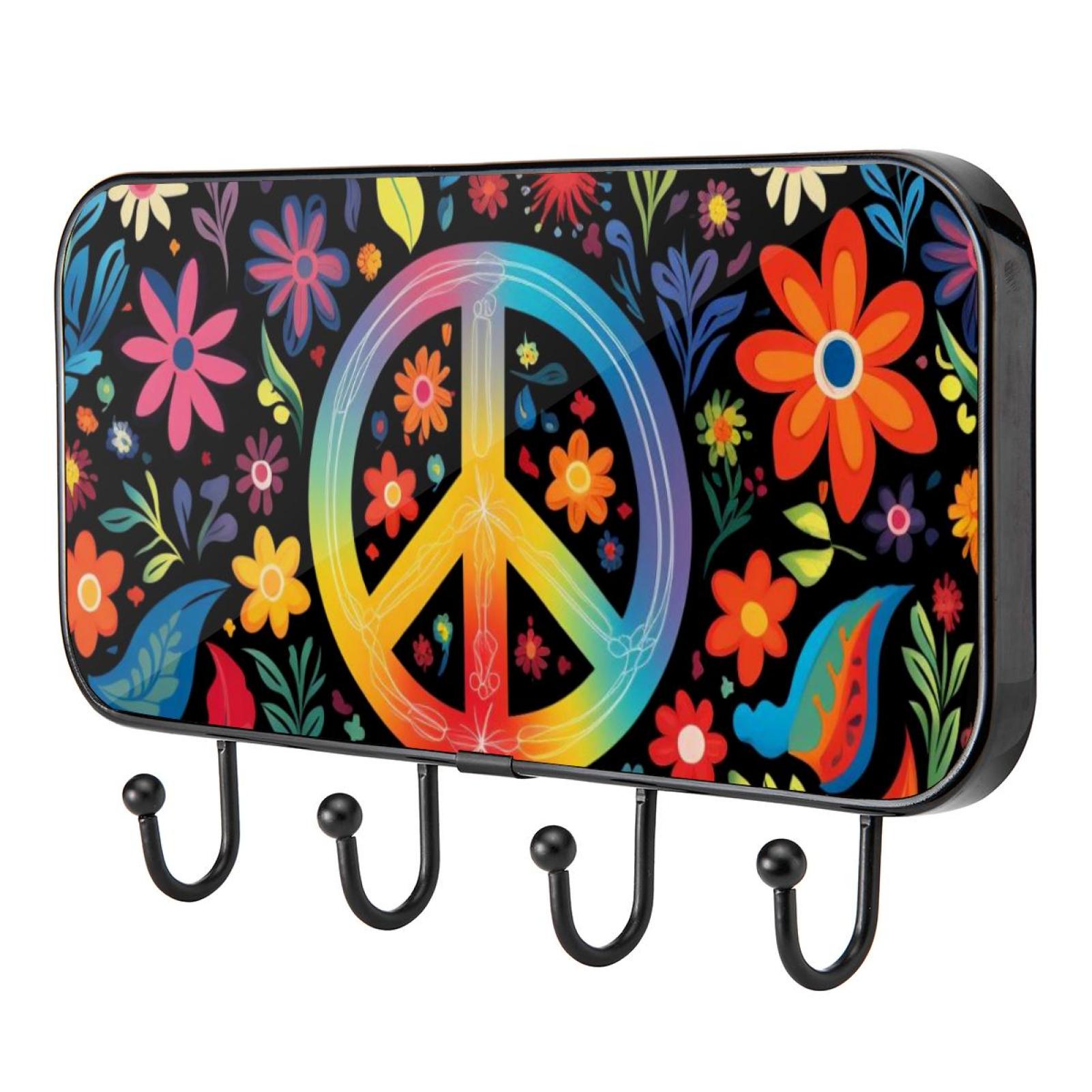 Peace Sign Self Adhesive Towel Coat Wood Iron Hooks for Home Keys Door ...