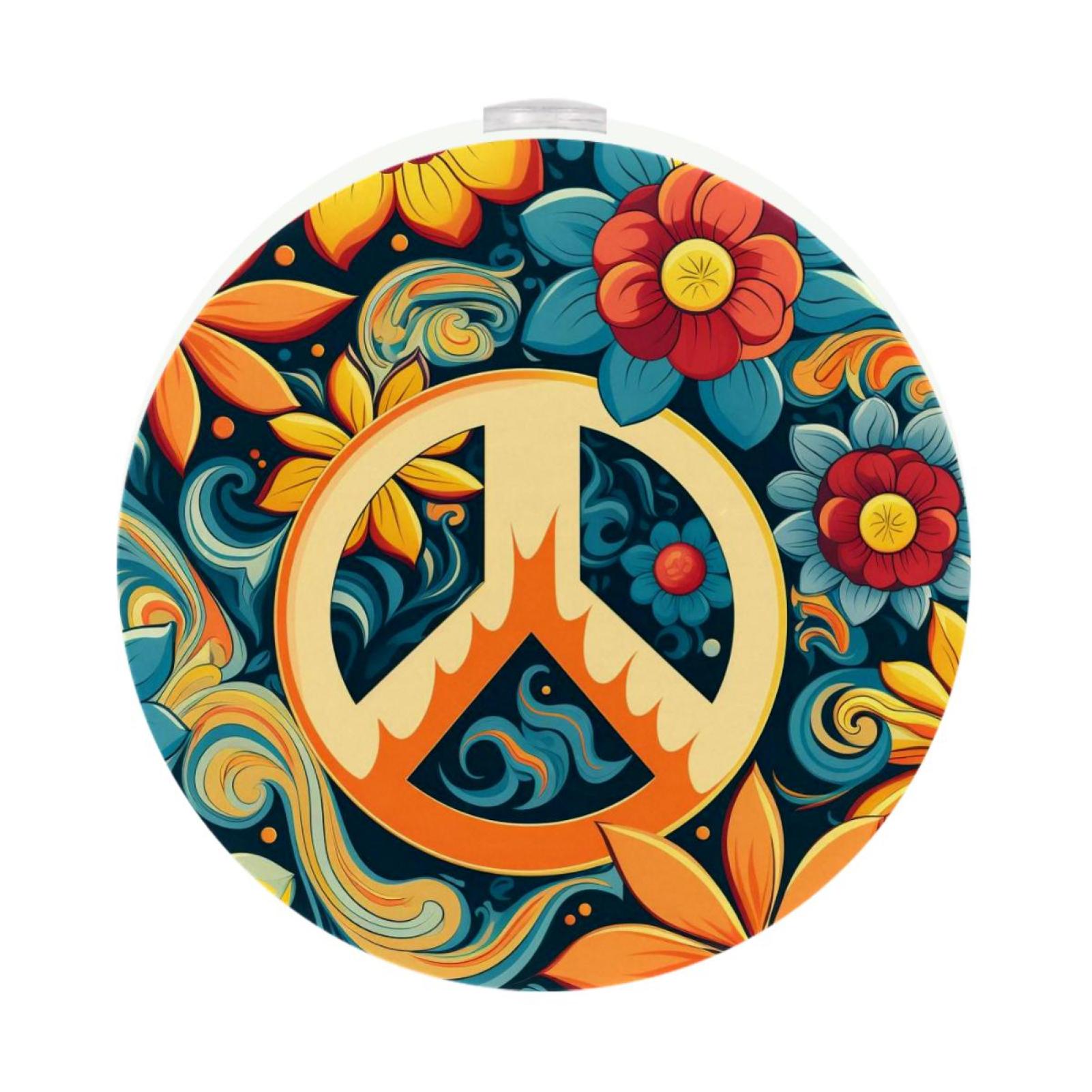 Peace Sign Set of 2 LED Round Night Lights for Brightening up your ...