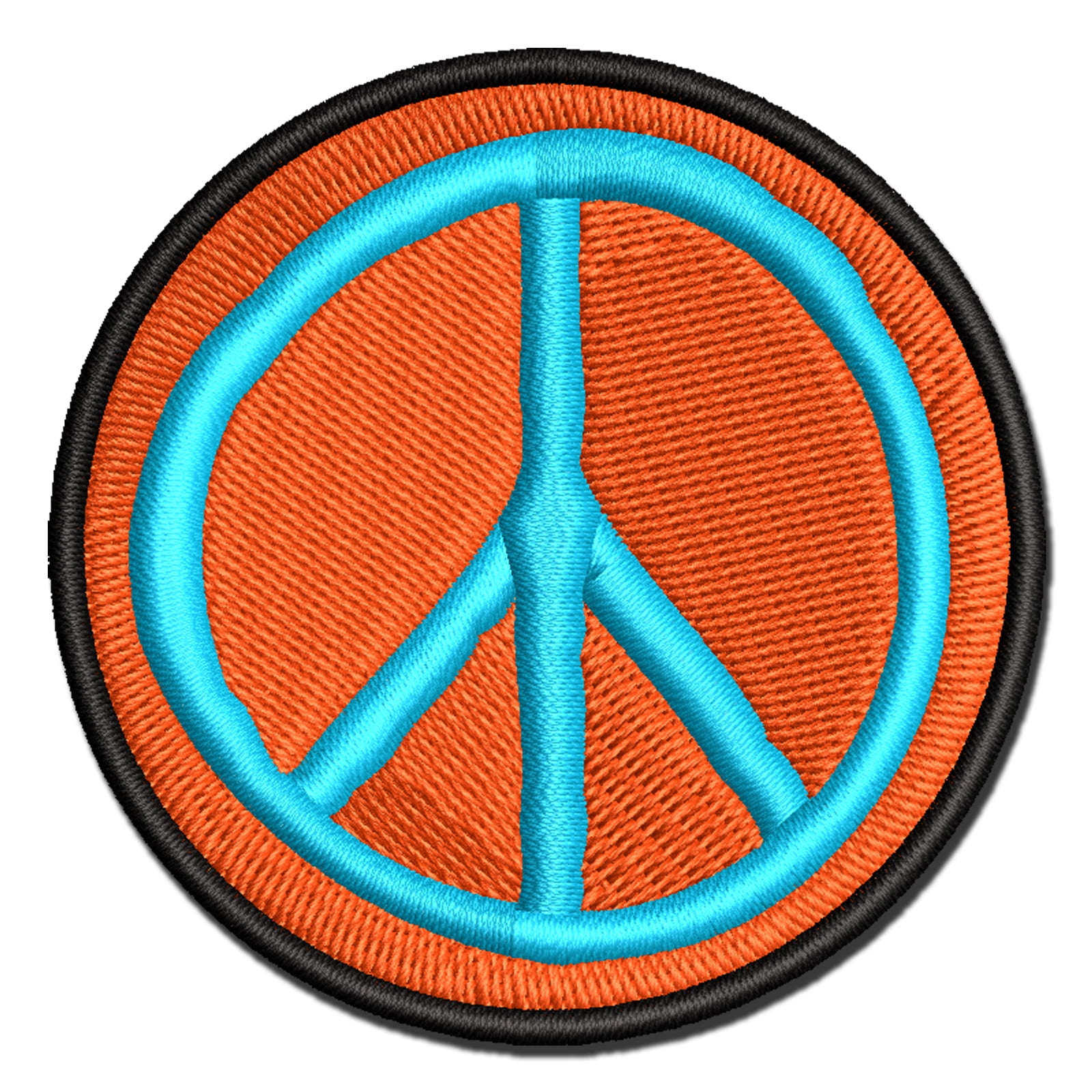 Peace Sign Sketch Applique Multi-Color Embroidered Hook & Loop Patch ...