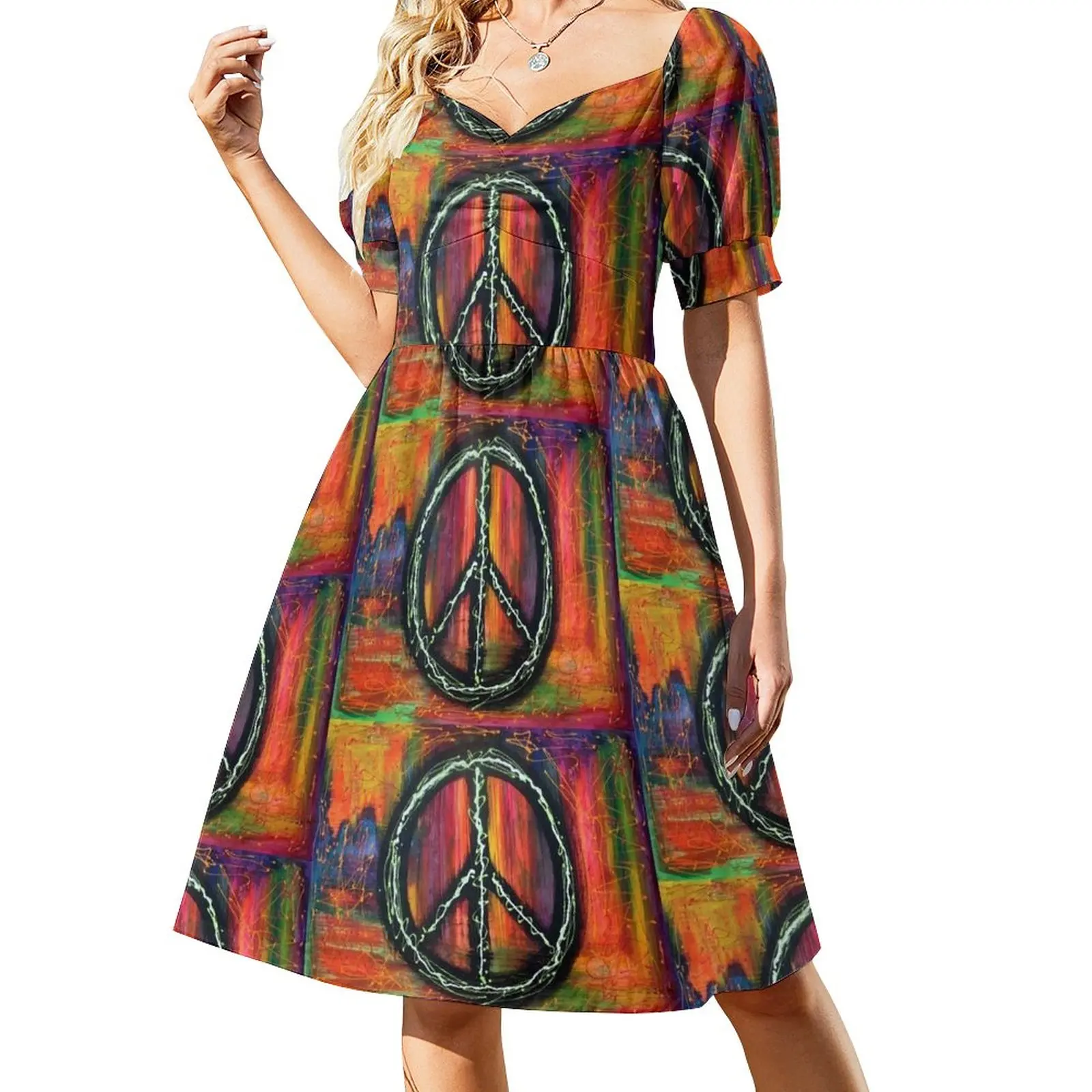 Peace Sign Sleeveless Dress dress party night elegant dresses plus ...