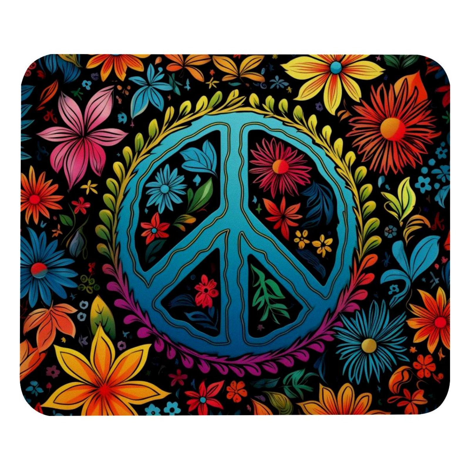 Peace Sign Square Non-Slip Rubber Bottom Printed Desk Mat Mouse Mat ...