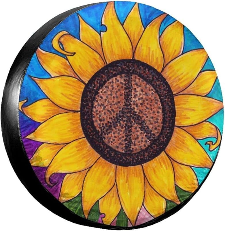Peace Sign Sunflower Spare Tire Cover,Universal Wheel Tire Cover for ...