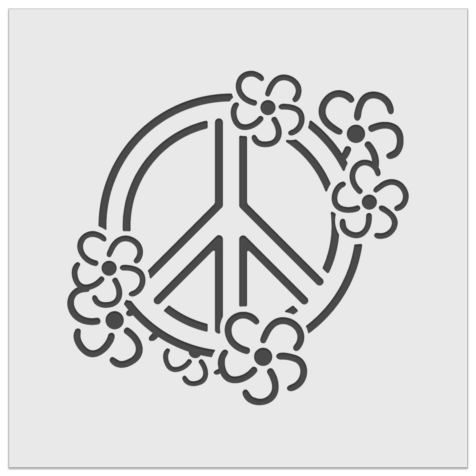 Peace Sign Surrounded by Flowers DIY Cookie Wall Craft Stencil - 3.5 ...