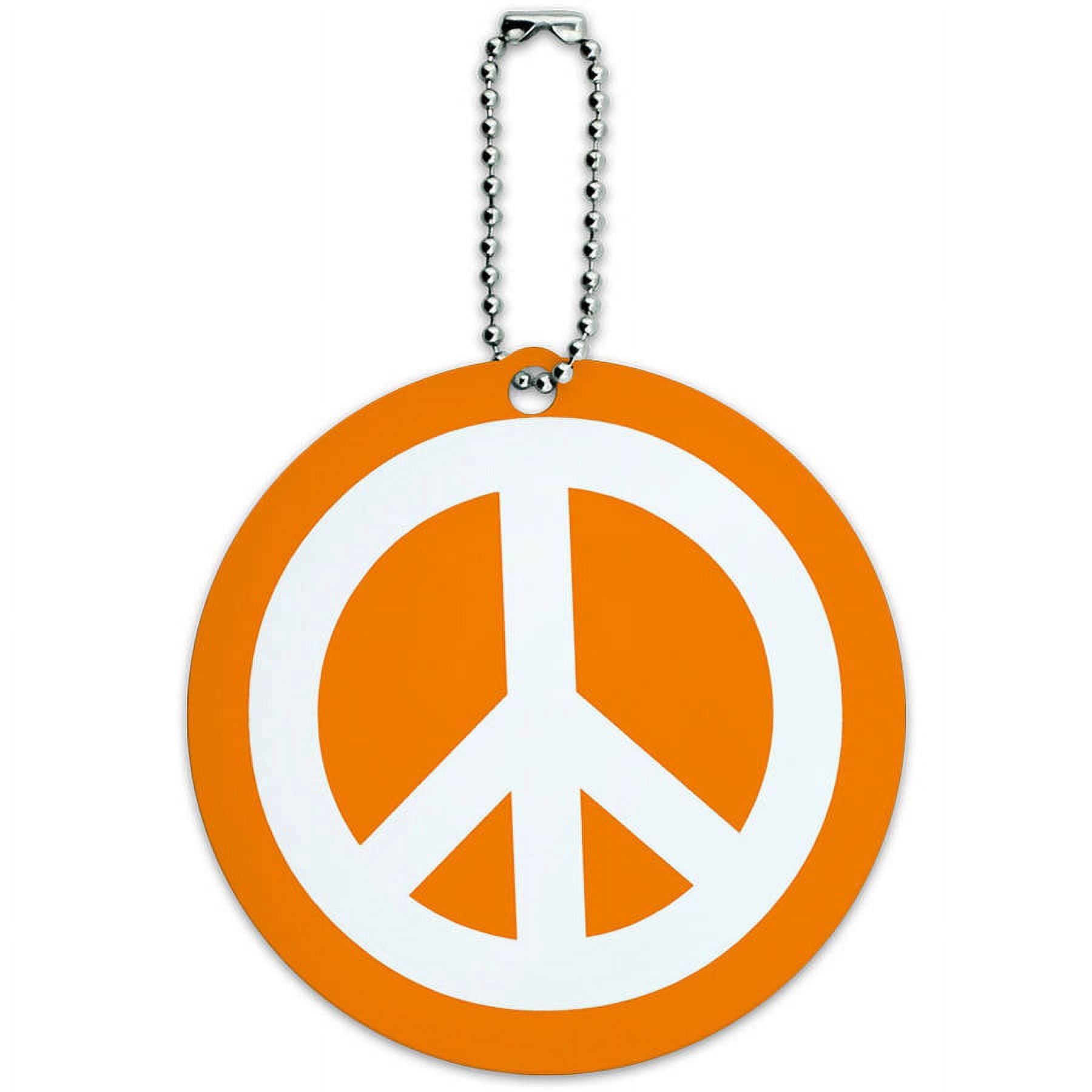Peace Sign Symbol Orange Round Luggage ID Tag Card for Suitcase or ...