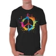 Peace Sign T-Shirt for Men Love Floral Colorful Botanical Retro Hippie ...