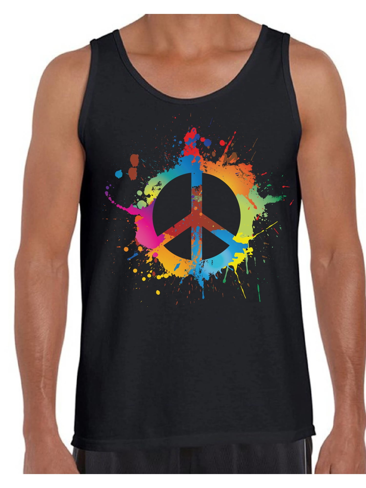 Peace Sign Tank Top for Men Love Floral Colorful Botanical Retro Hippie ...