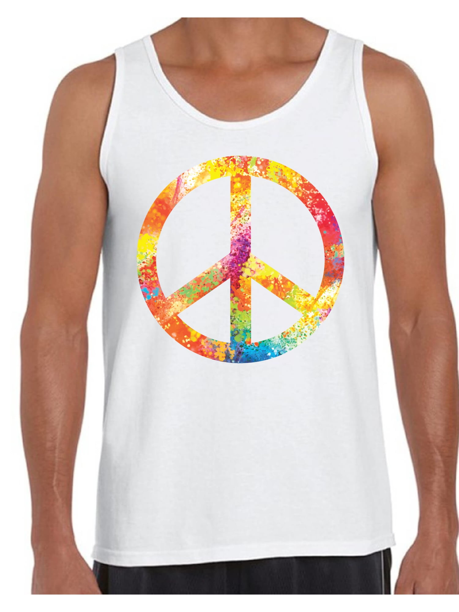 Peace Sign Tank Top for Men Love Floral Colorful Botanical Retro Hippie ...