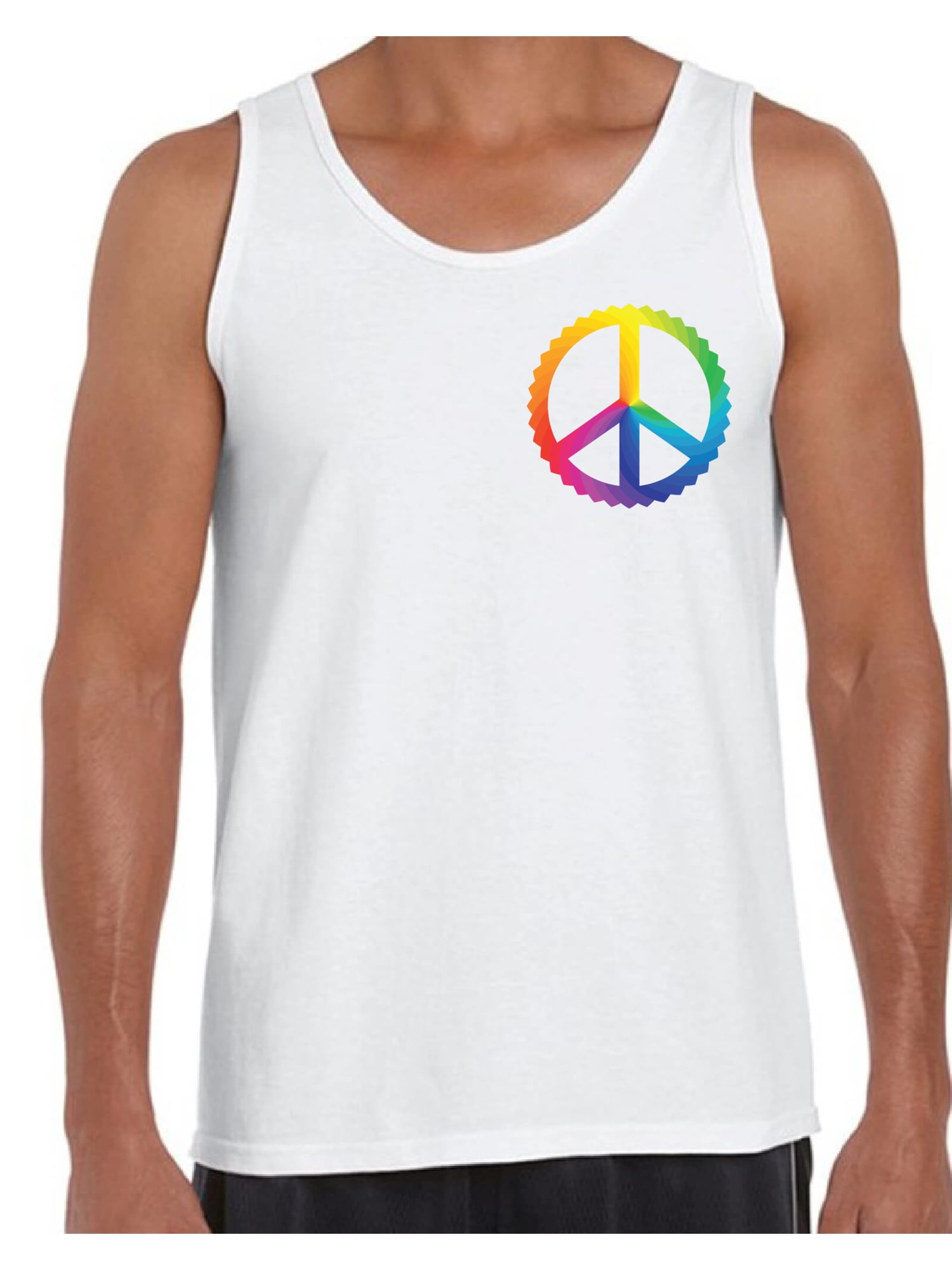 Peace Sign Tank Top for Men Love Floral Colorful Botanical Retro Hippie ...