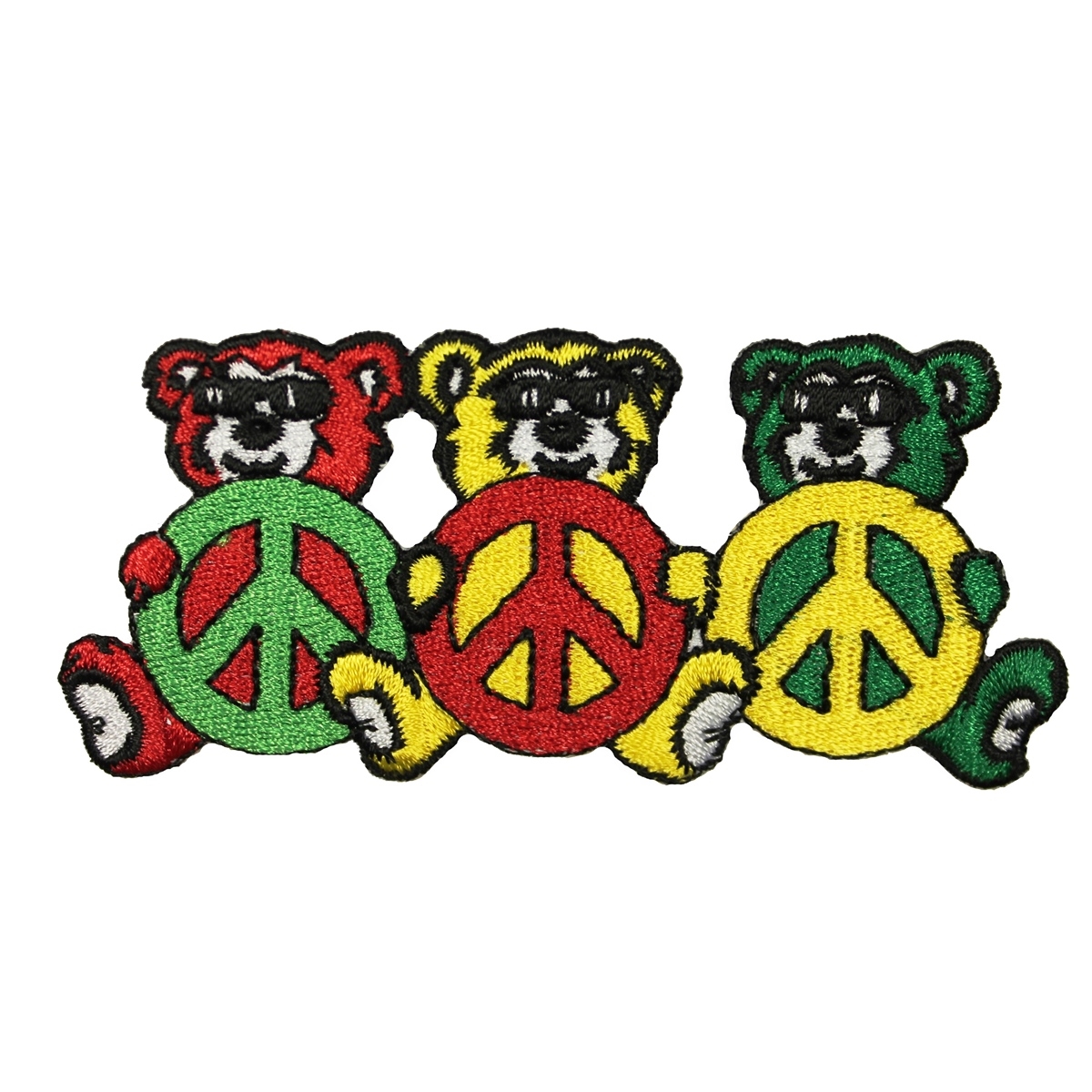 Peace Sign Teddy Bears Patch Cute Rastafari Symbol Embroidered Iron On ...