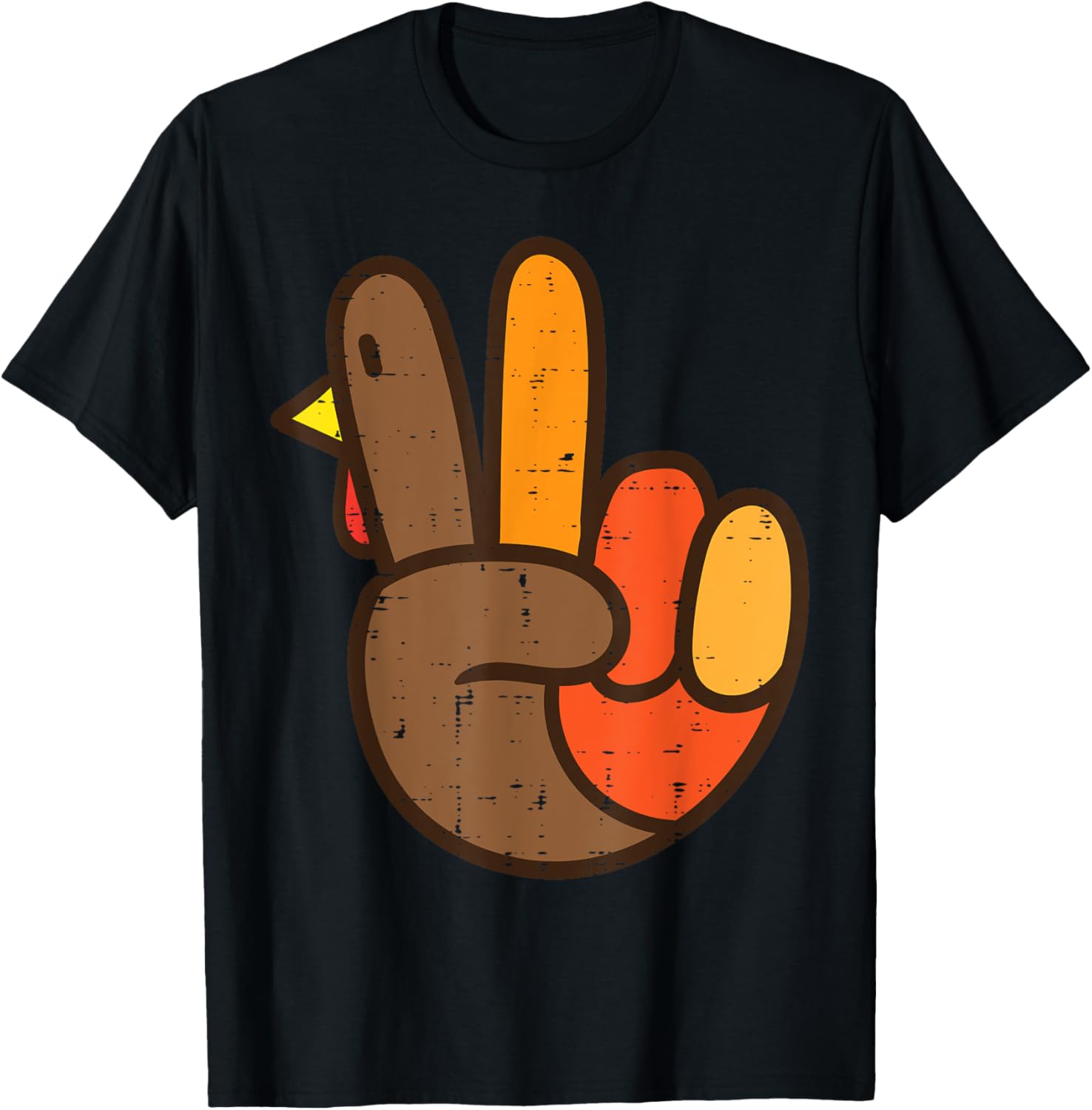 Peace Sign Turkey Hand Cool Thanksgiving Hippie Men Women T-Shirt ...