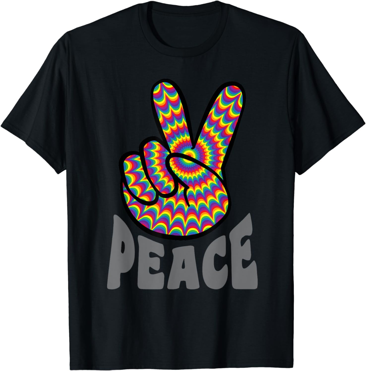 Peace Sign V Hand Sign Groovy Tie Dye Hippie Retro 60s 70s T-Shirt ...