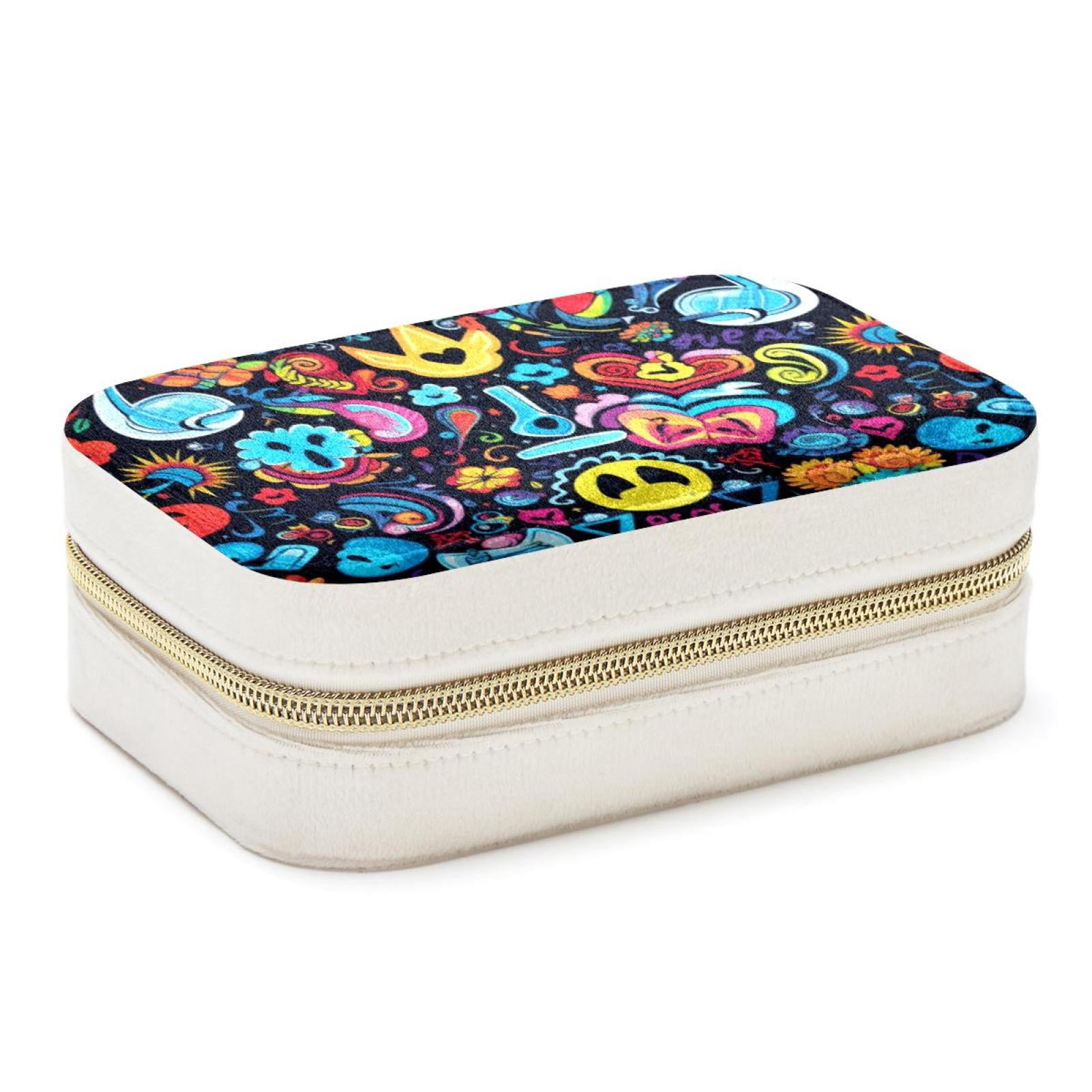 Peace Sign Velvet Portable Necklace Organizer Box with Removable ...
