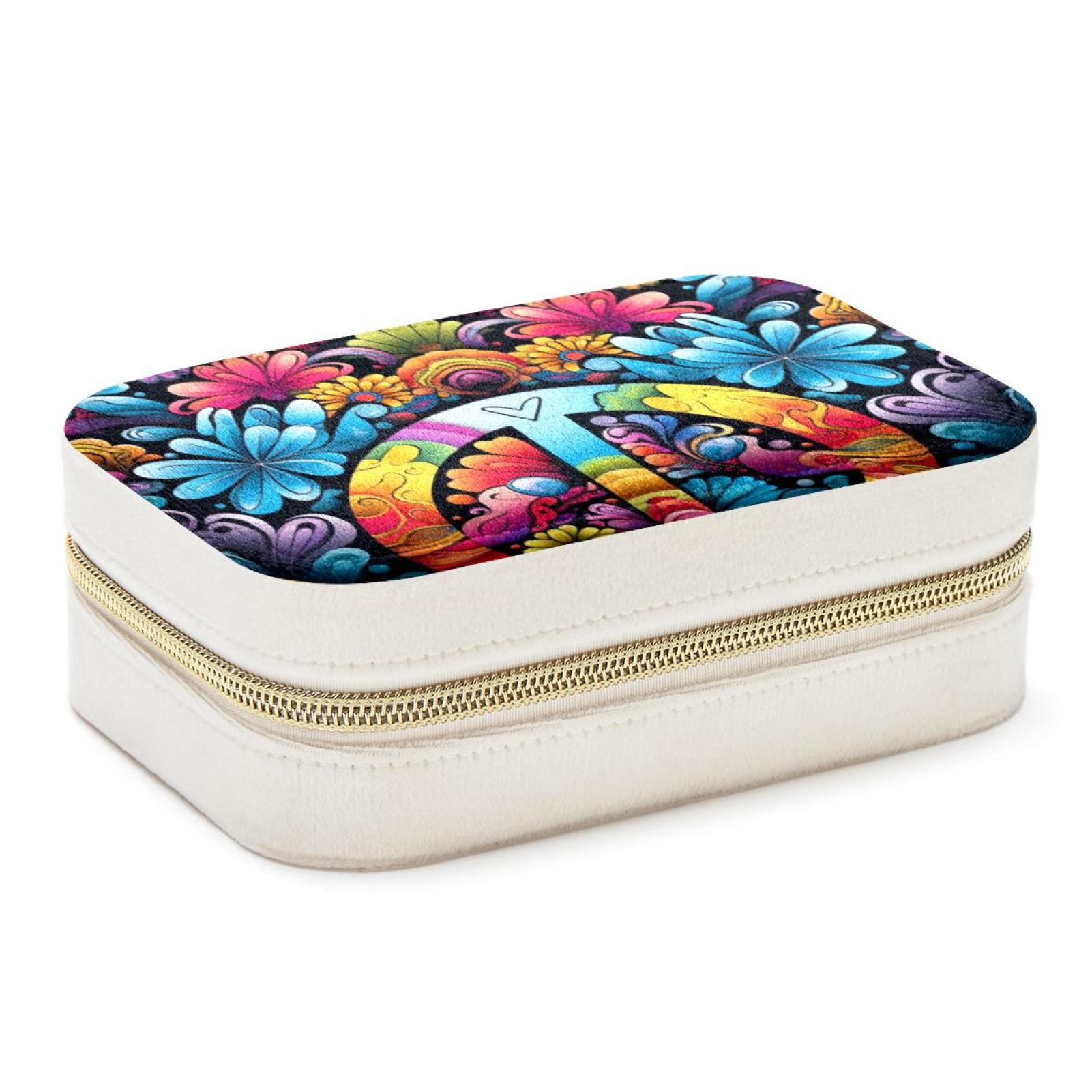 Peace Sign Velvet Portable Travel Organizer Box with Removable ...