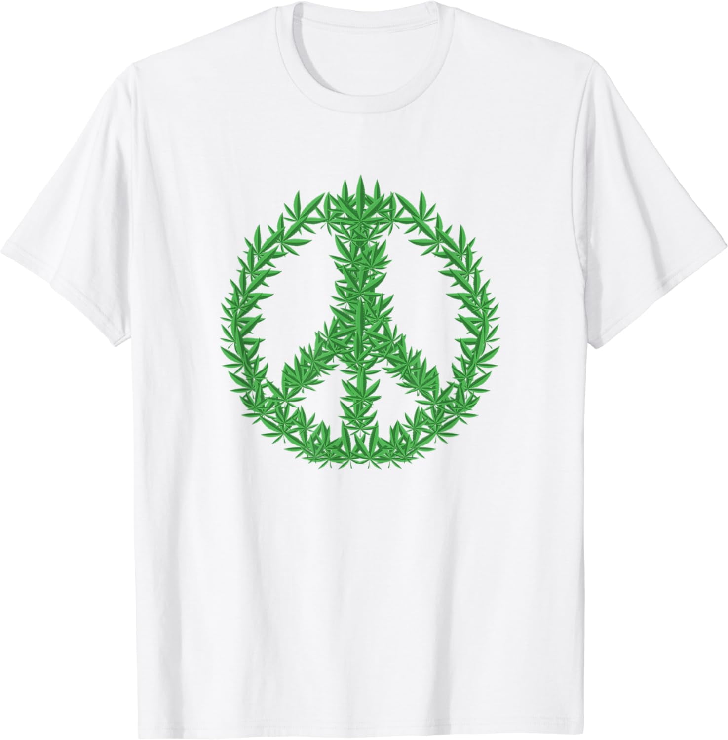 Peace Sign Weed Leaf Marijuana Hippie Style Symbol Cannabis T-Shirt ...
