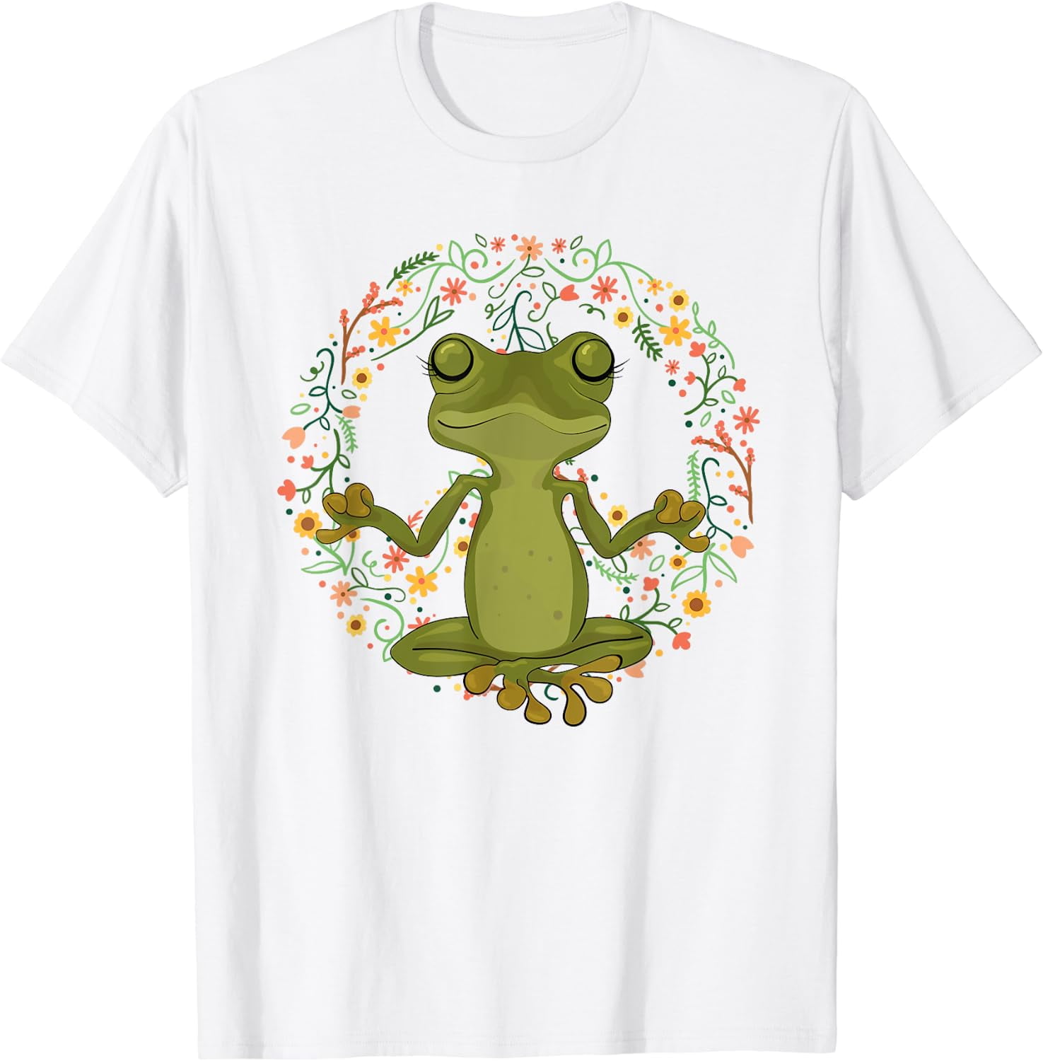 Peace Sign Yoga Frogs Cool Peace Frog Floral T-Shirt - Walmart.com