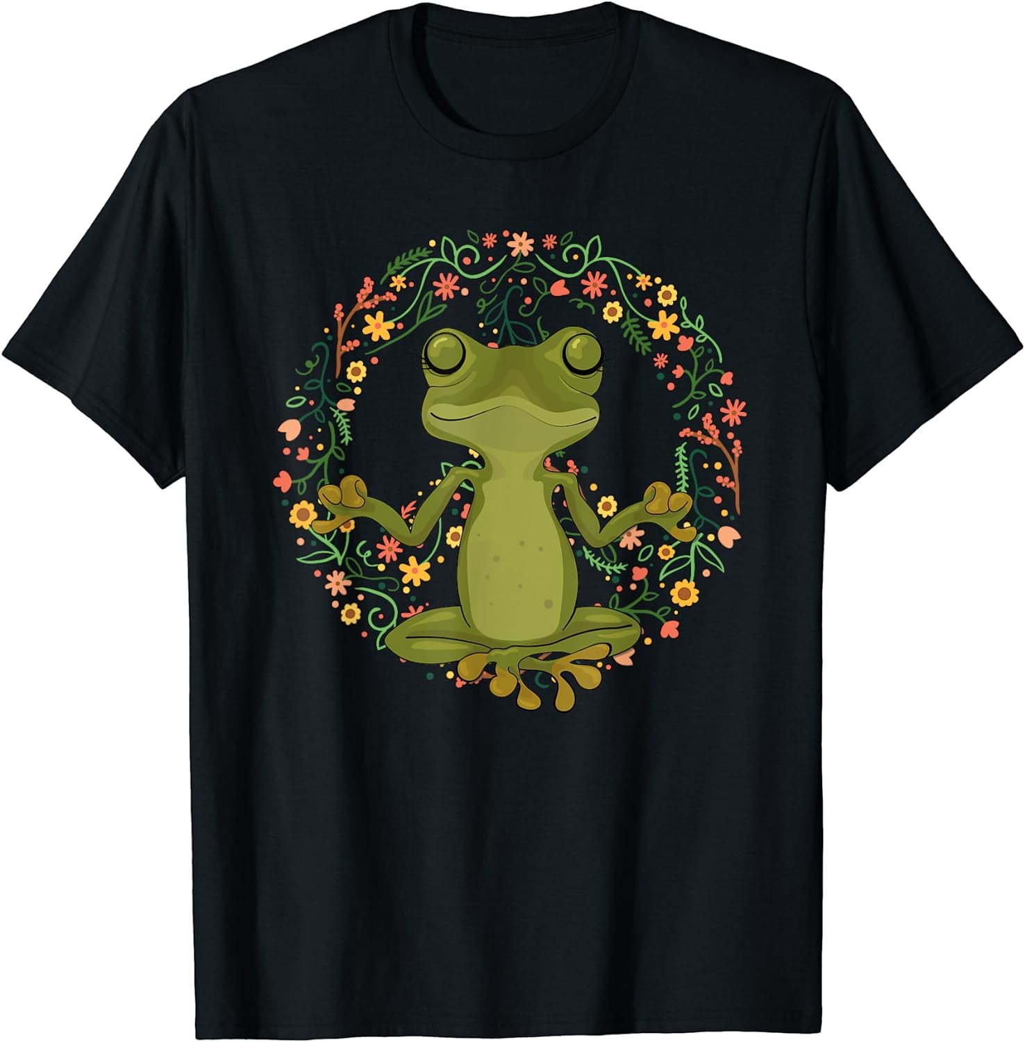 Peace Sign Yoga Frogs Cool Peace Frog Floral T-Shirt - Walmart.com