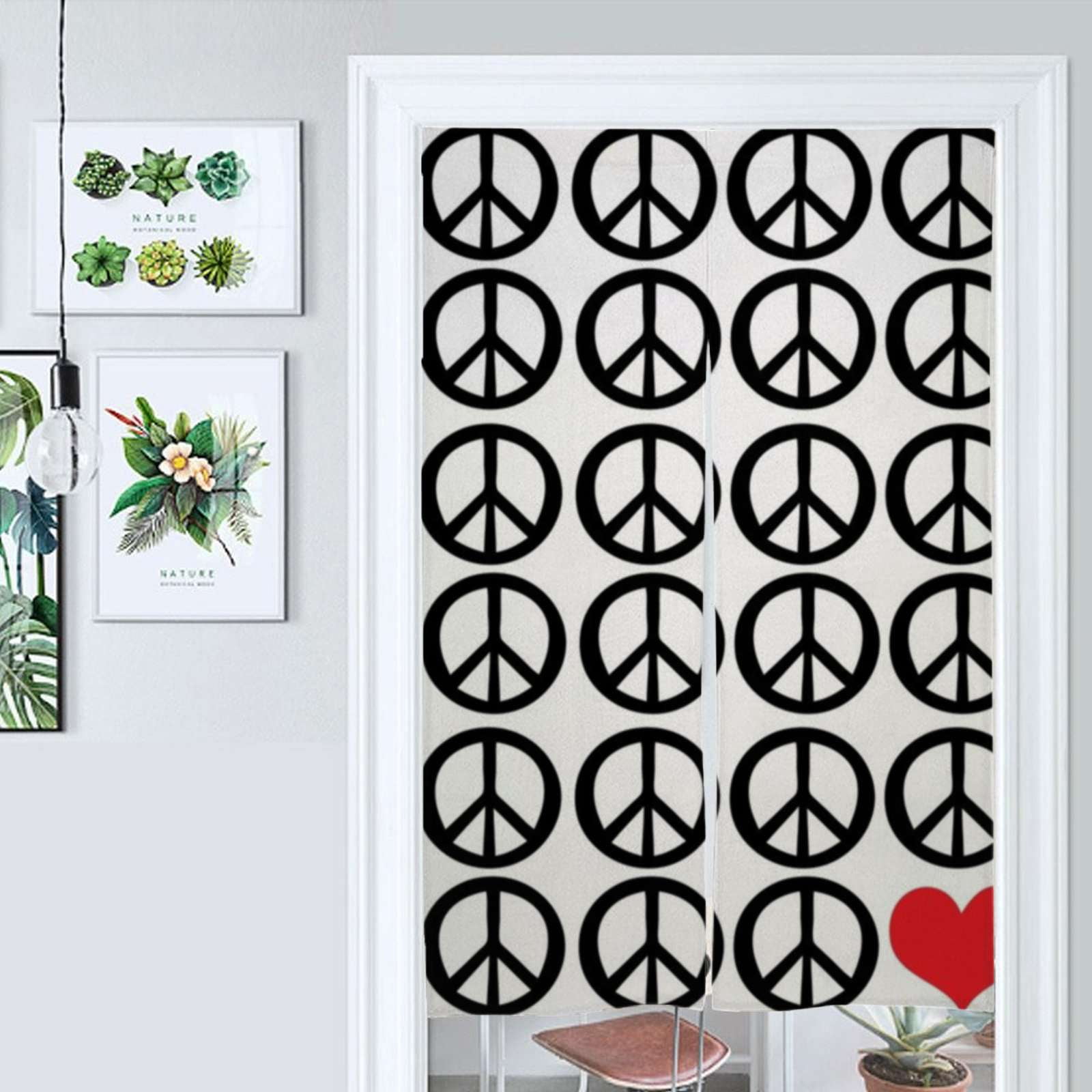 Peace Signs Heart Door Curtain Nordic Living Room DoorCurtain Porch ...
