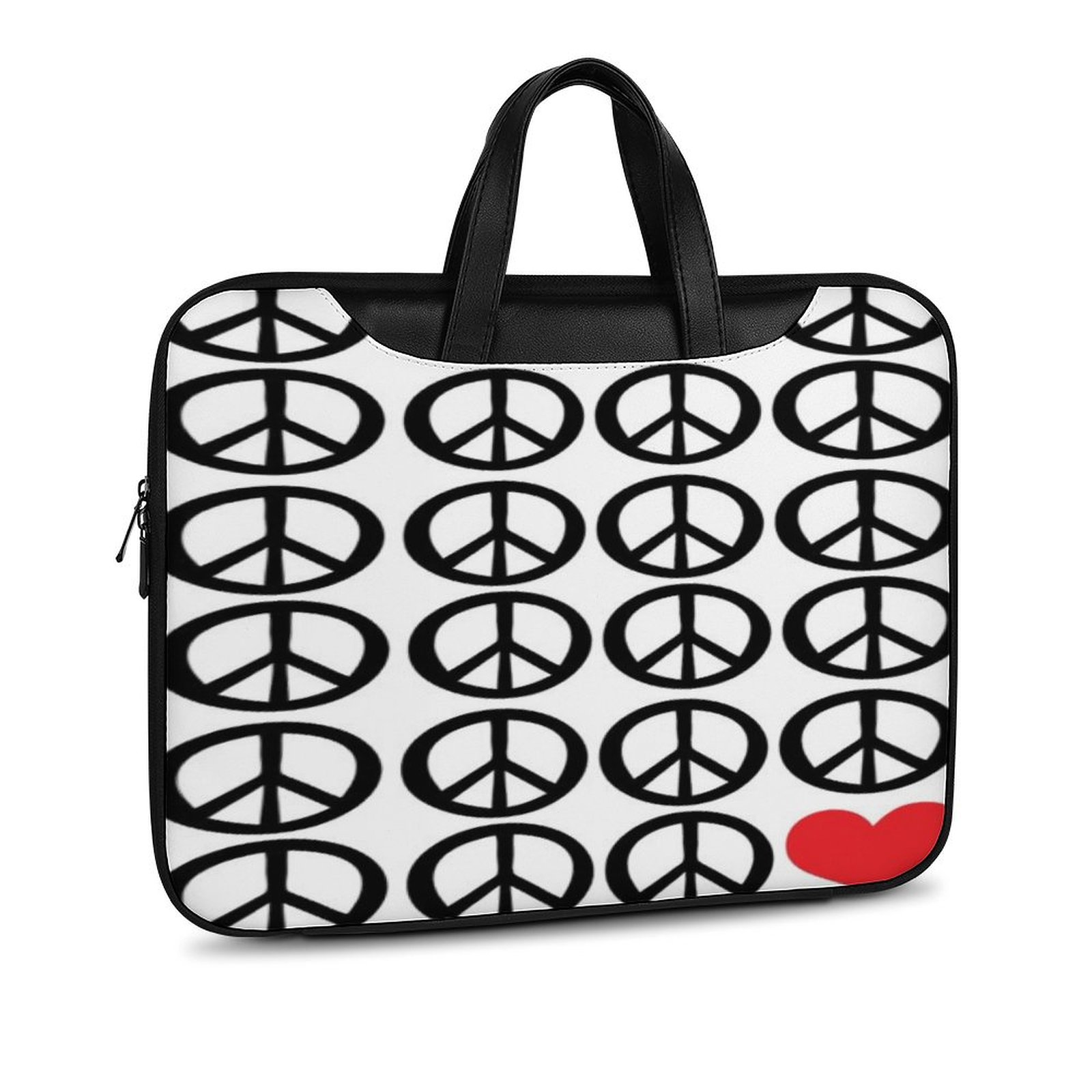Peace Signs Heart PU Leather Laptop Bag Women Man Office Notebook ...