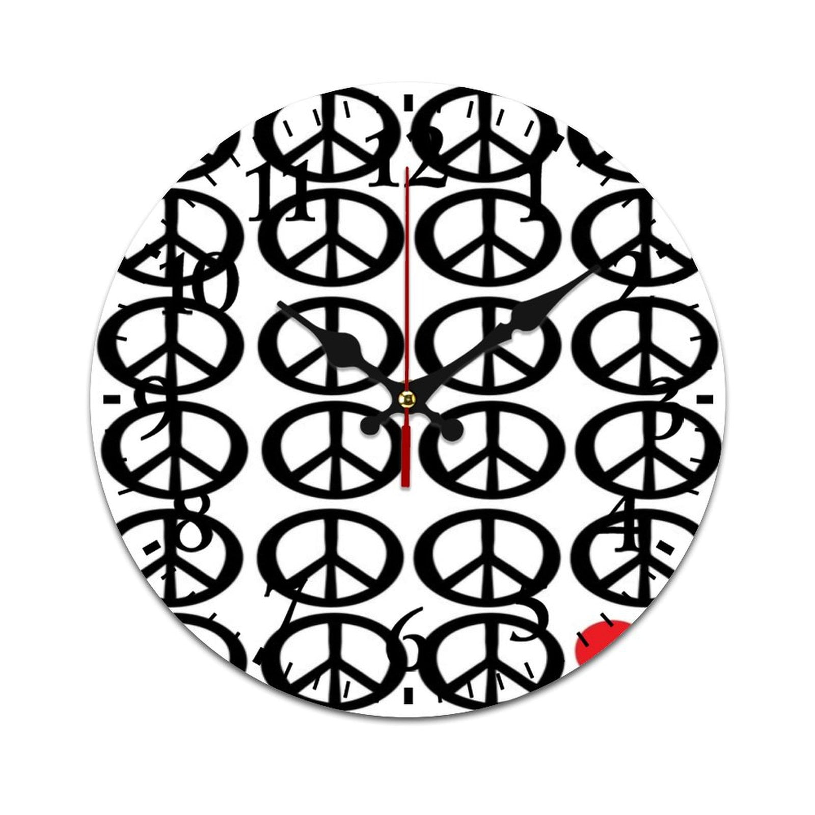 Peace Signs Heart Wall Clock Modern Design Clocks Wall Hanging Home ...