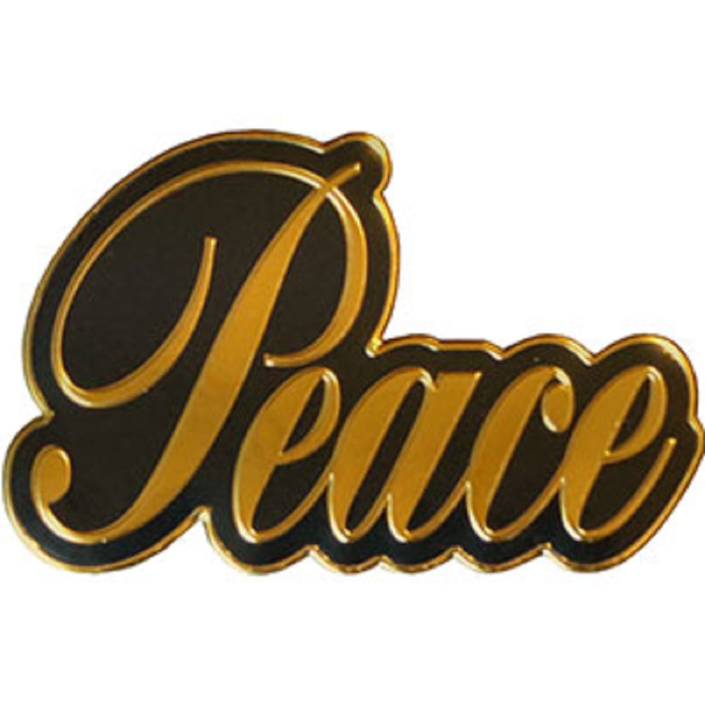 Peace Signs Script on Gold Metal Sticker, Original Artwork Metal Vinyl ...