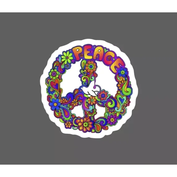 Peace Sticker Dove Floral Waterproof Sticker Phone Decal Water Bottle ...