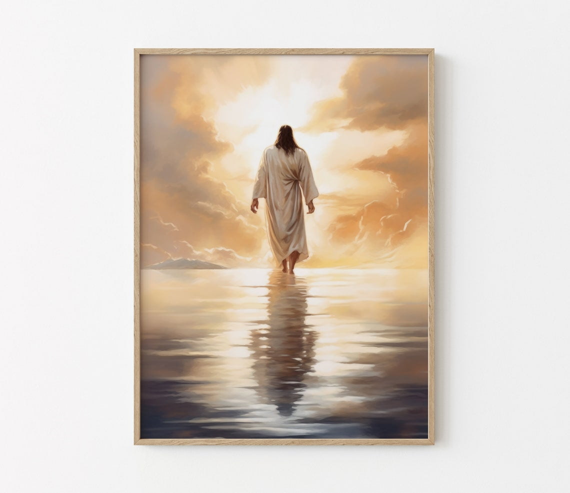 Peace Be Still Water Colour Painting Print, Jesus Wall Art, Jesus ...