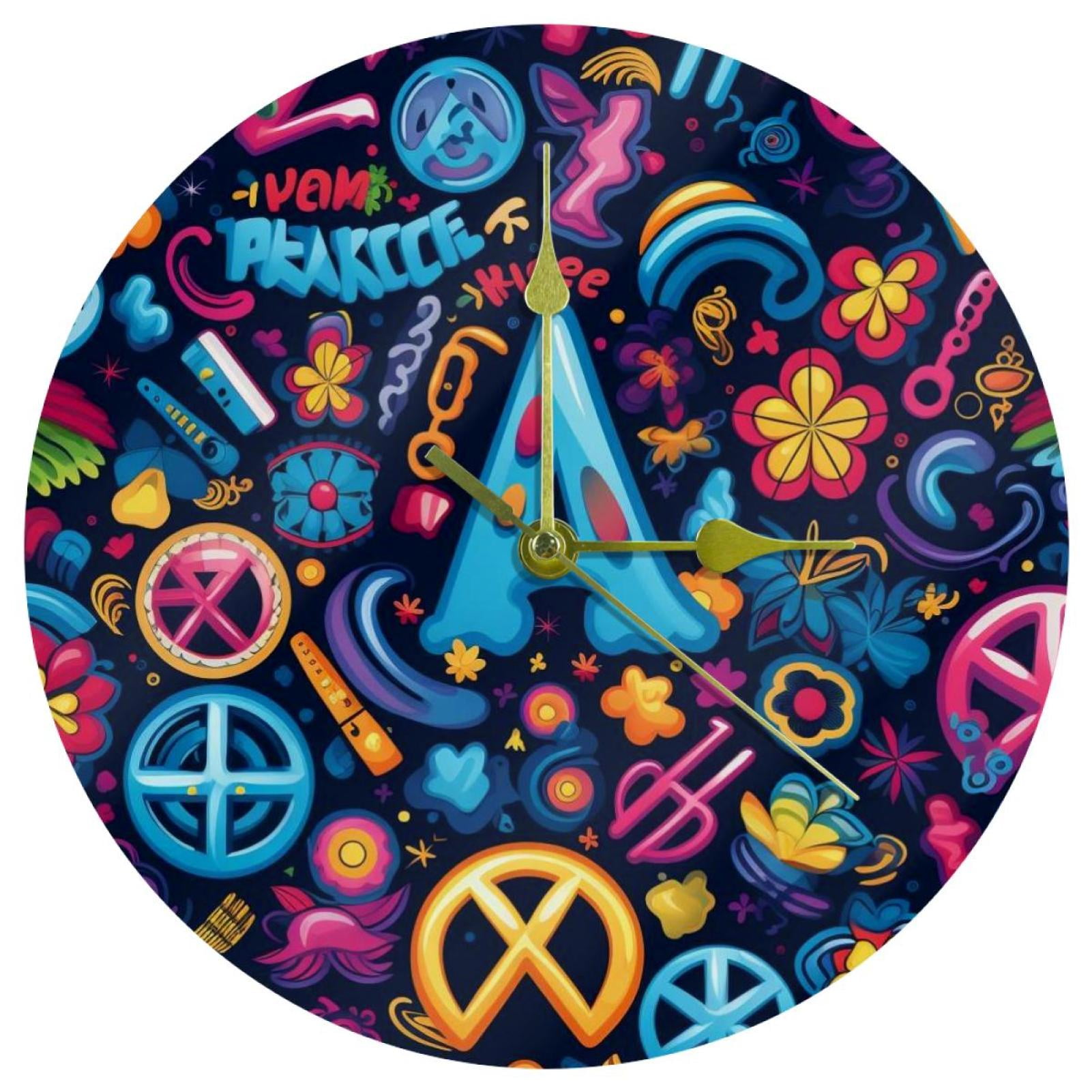 Peace Symbol Acrylic Circular Wall Clock - Stylish and Durable ...