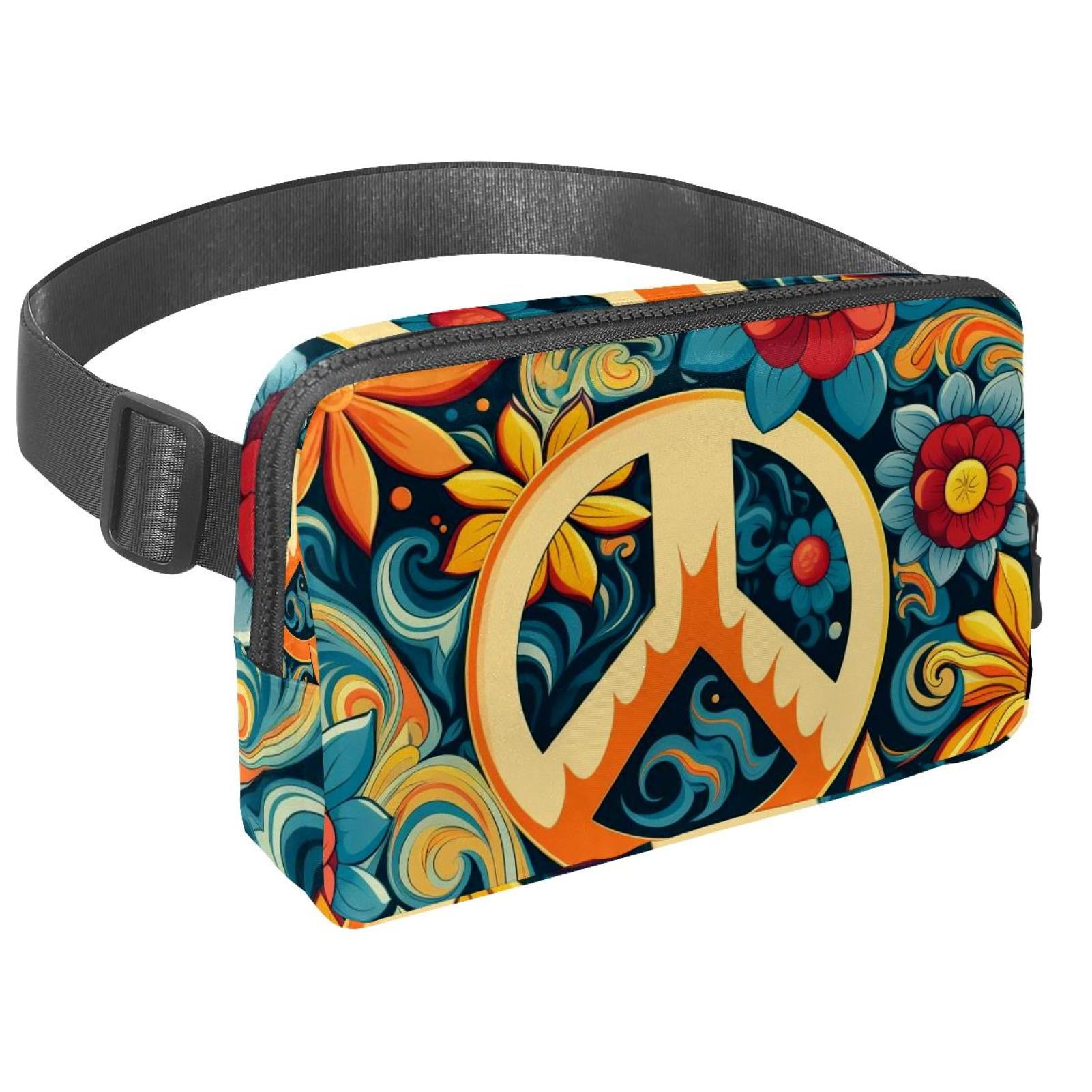 Peace Symbol Adjustable Lightweight Waist Bag with Extension Strap ...