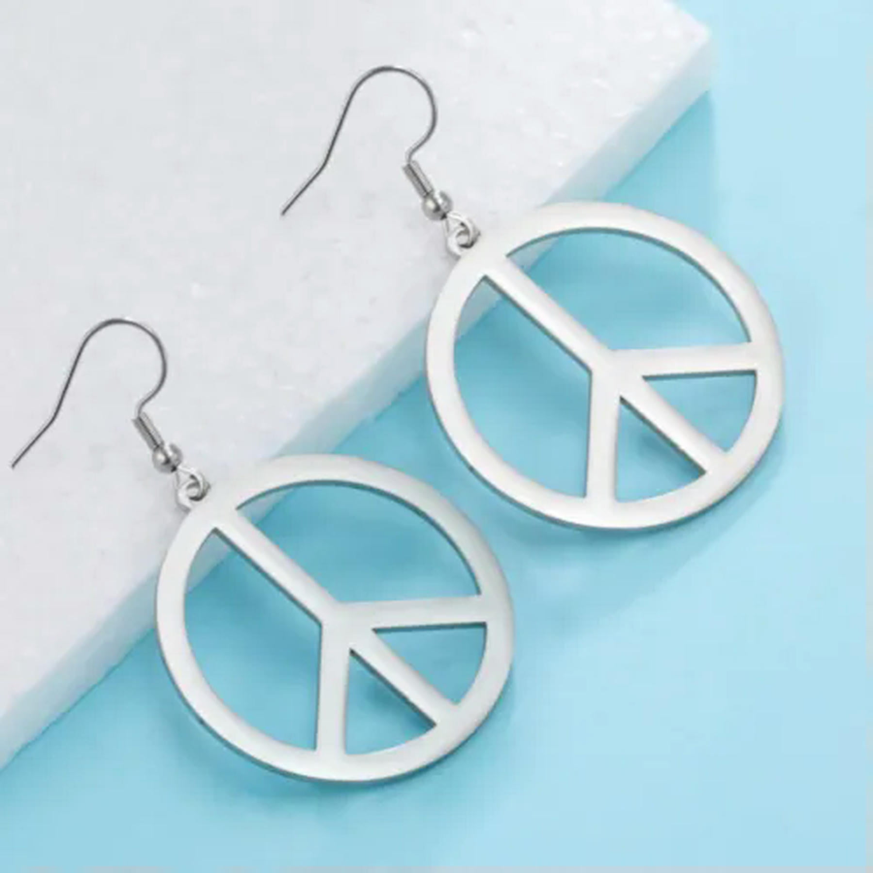 Peace Symbol Drop Earrings Stainless Steel Dangle Earrings Jewelry ...