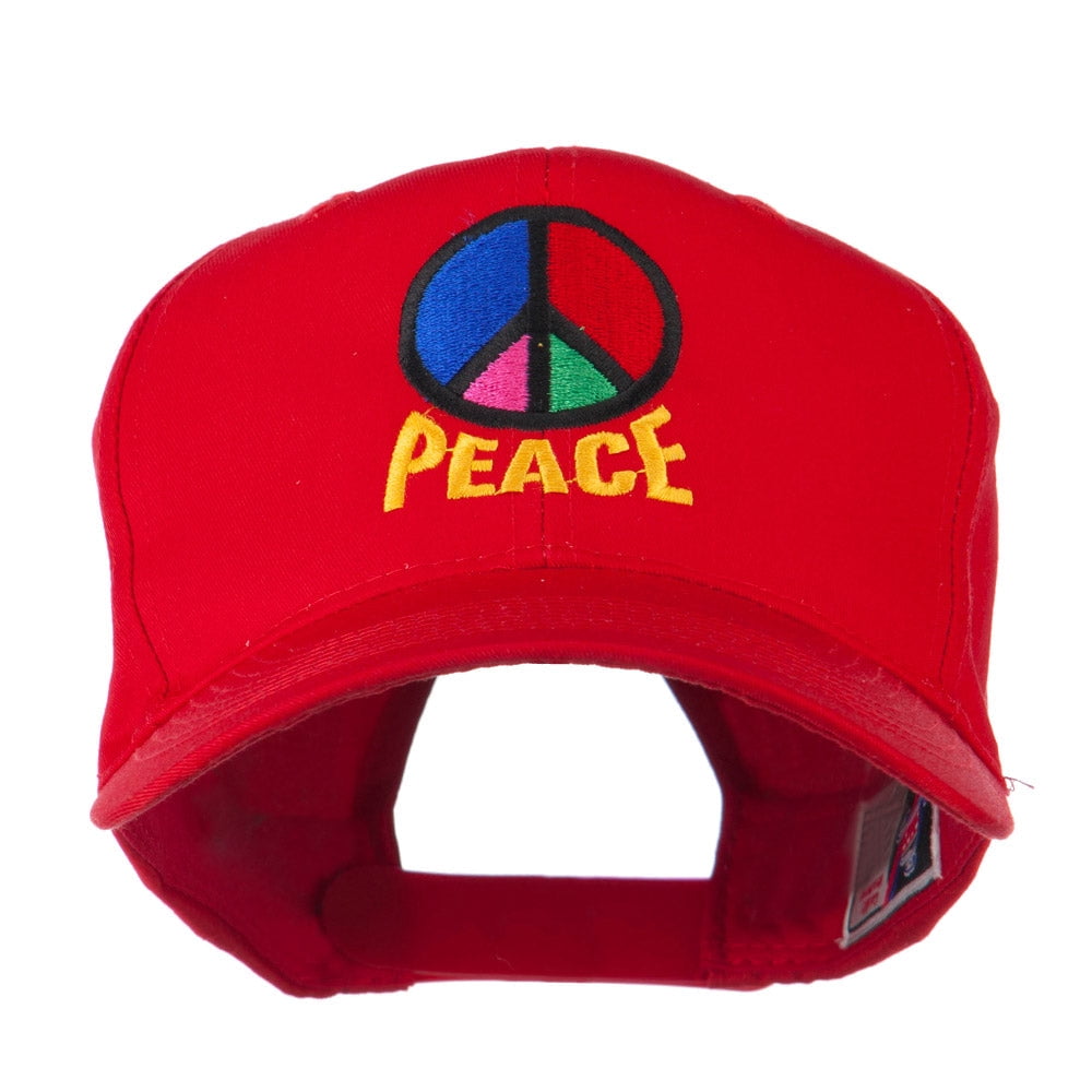 Peace Symbol Embroidered Cap - Red OSFM - Walmart.com