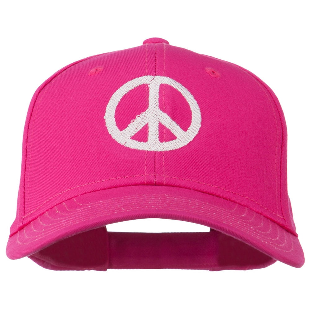 Peace Symbol Embroidered Cotton Twill Cap - Hot Pink OSFM - Walmart.com