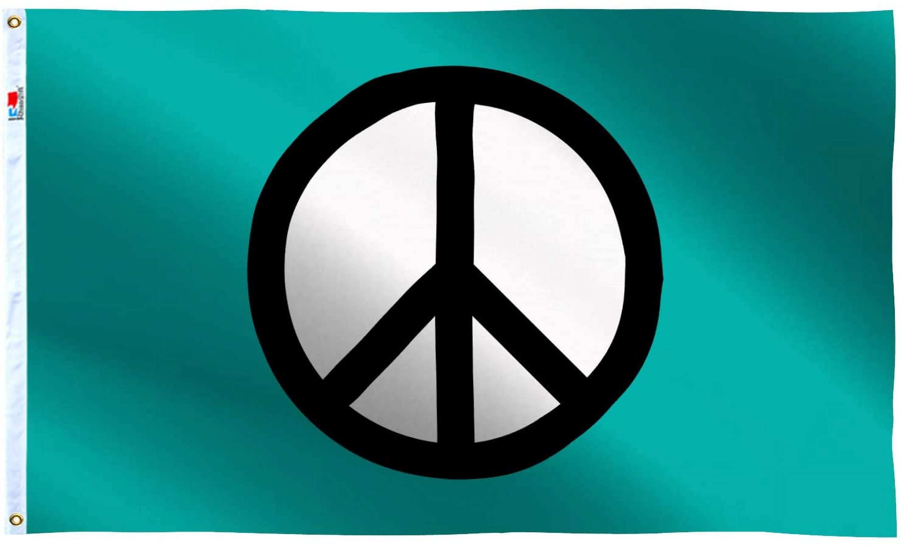 Peace Symbol Flag, 3Ply Polyester Heavy Duty Double Sided World Blue ...