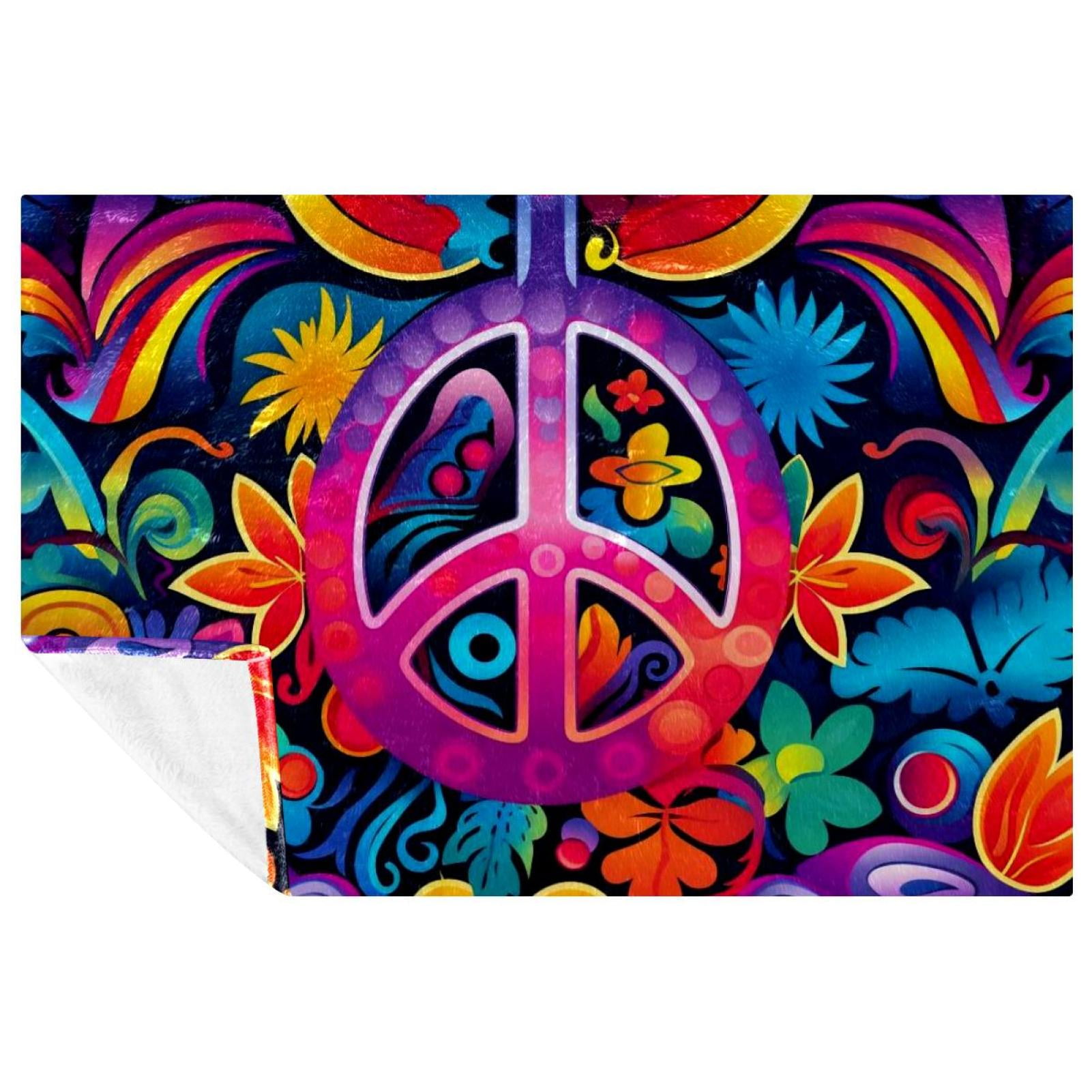 Peace Symbol Fluffy Microfiber Throw Blanket - Soft and Warm Printed ...
