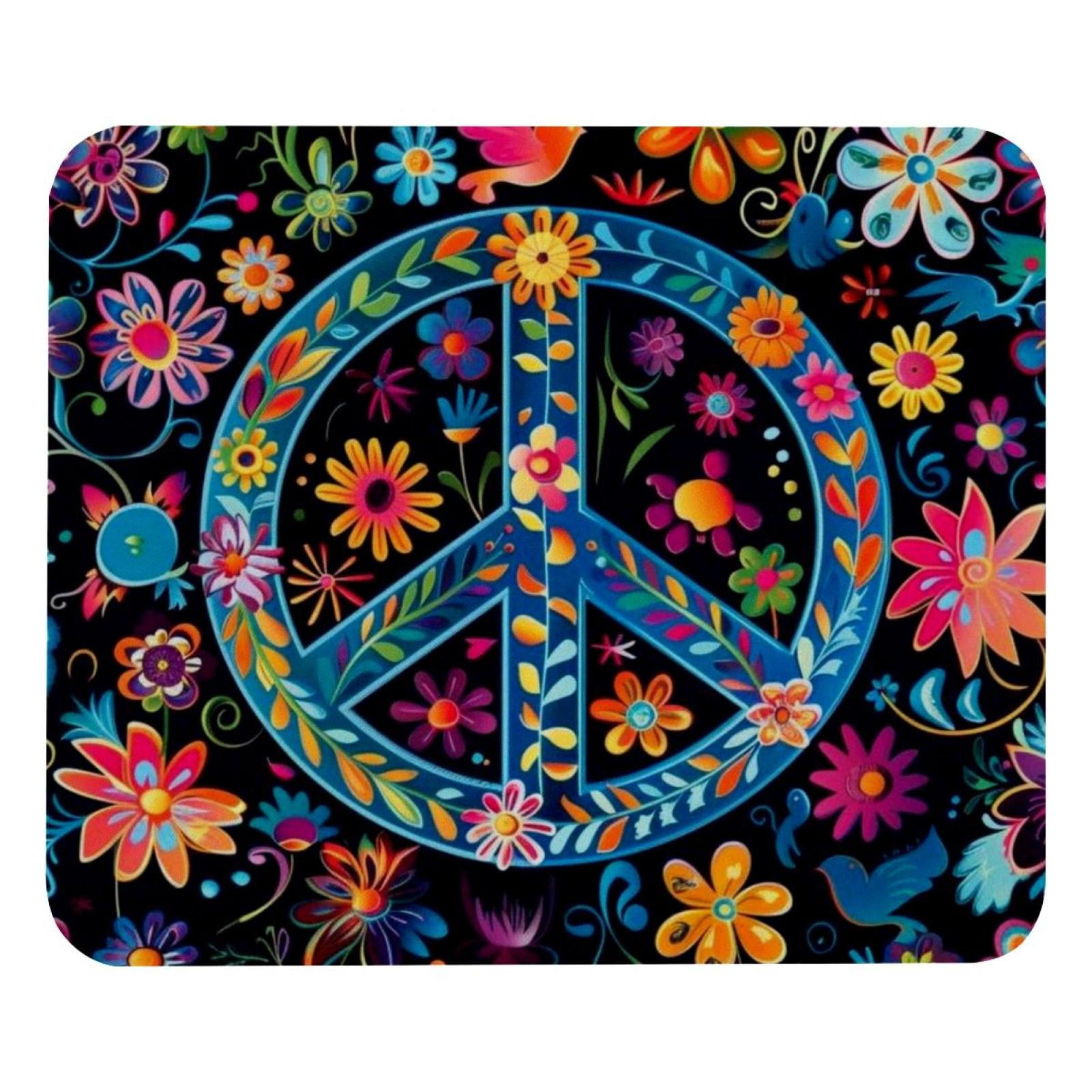 Peace Symbol Gaming Mouse Pad Desk Mat, Square 8.3x9.8 Inch Non-Slip ...