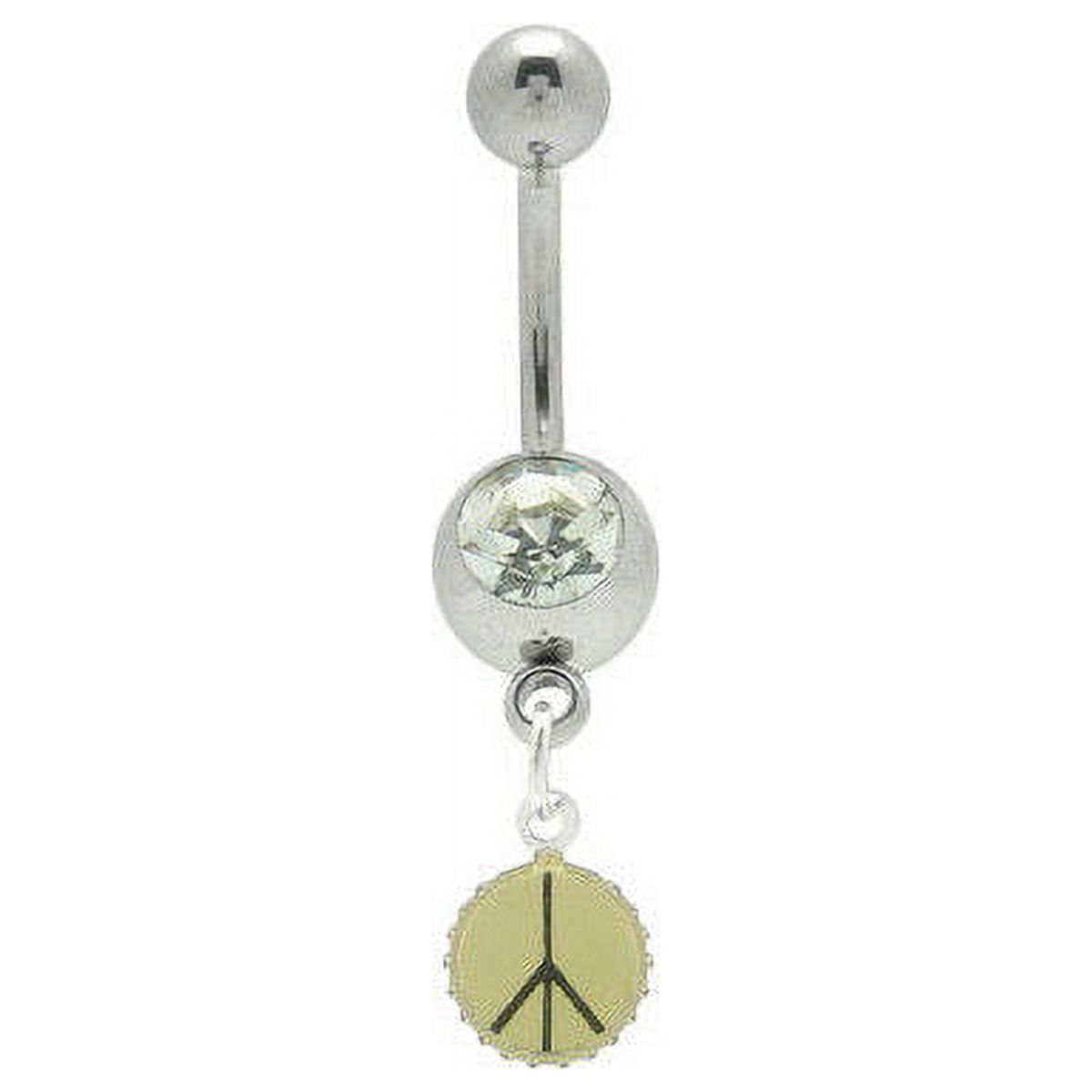 Peace Symbol Jeweled Navel Barbell Belly Ring - Walmart.com