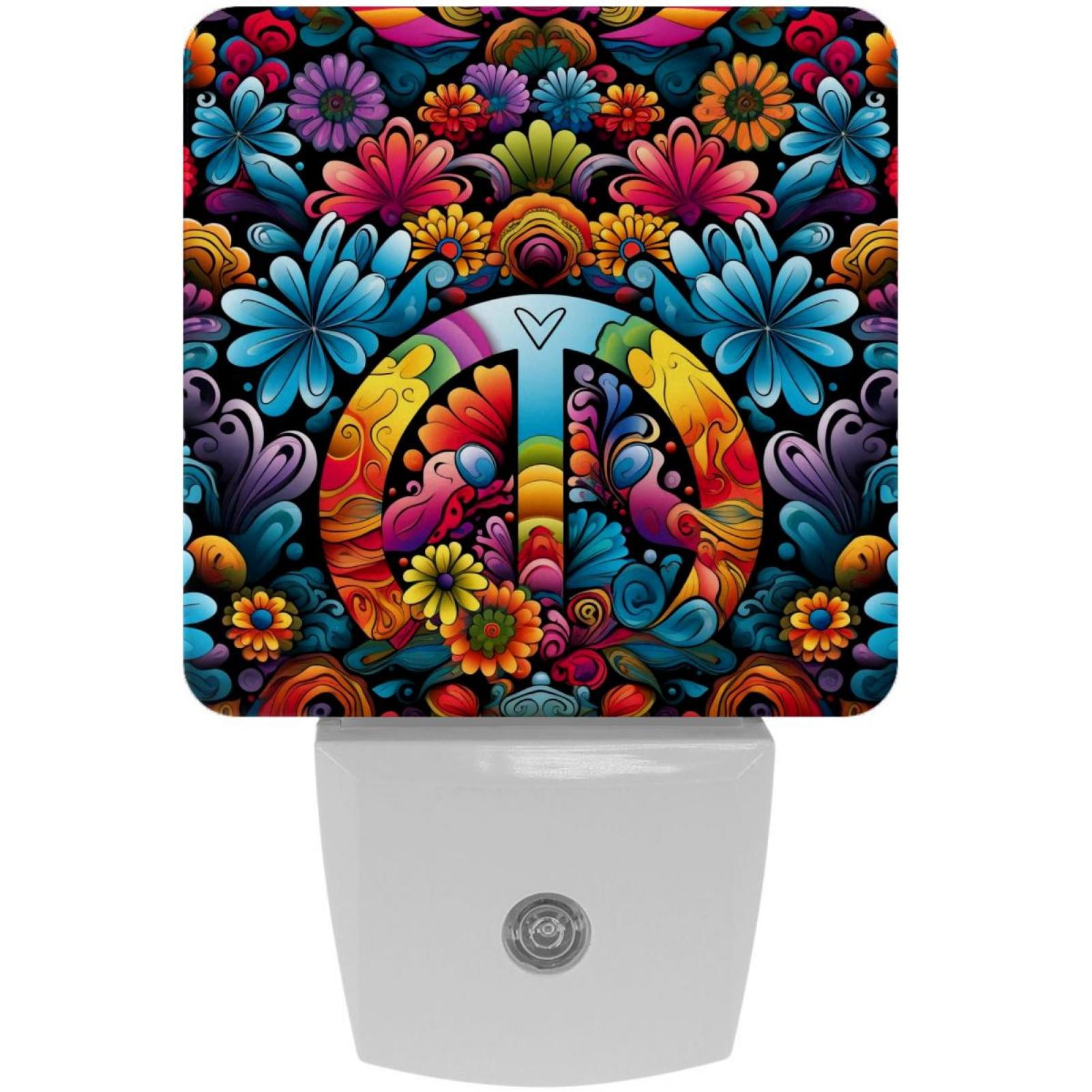 Peace Symbol LED Square Night Light - Energy Efficient Plug-in ...