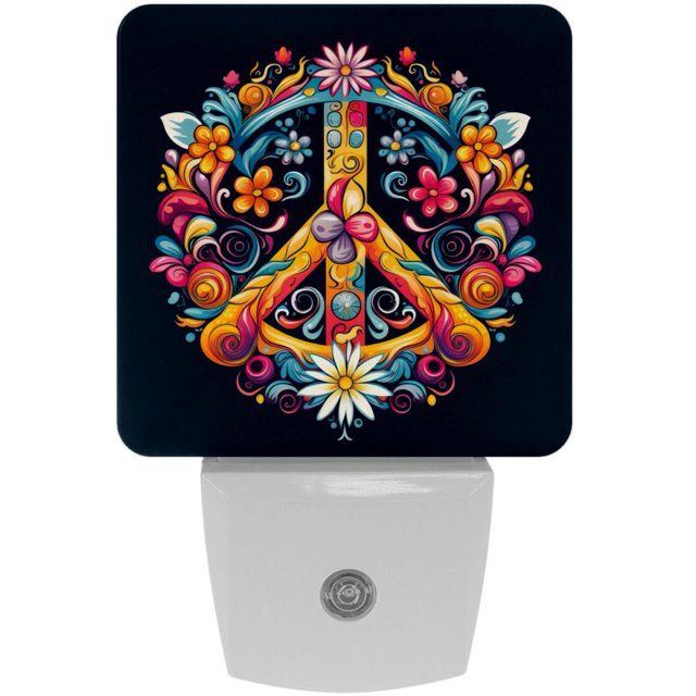 Peace Symbol LED Square Night Lights- Energy Efficient and Stylish ...
