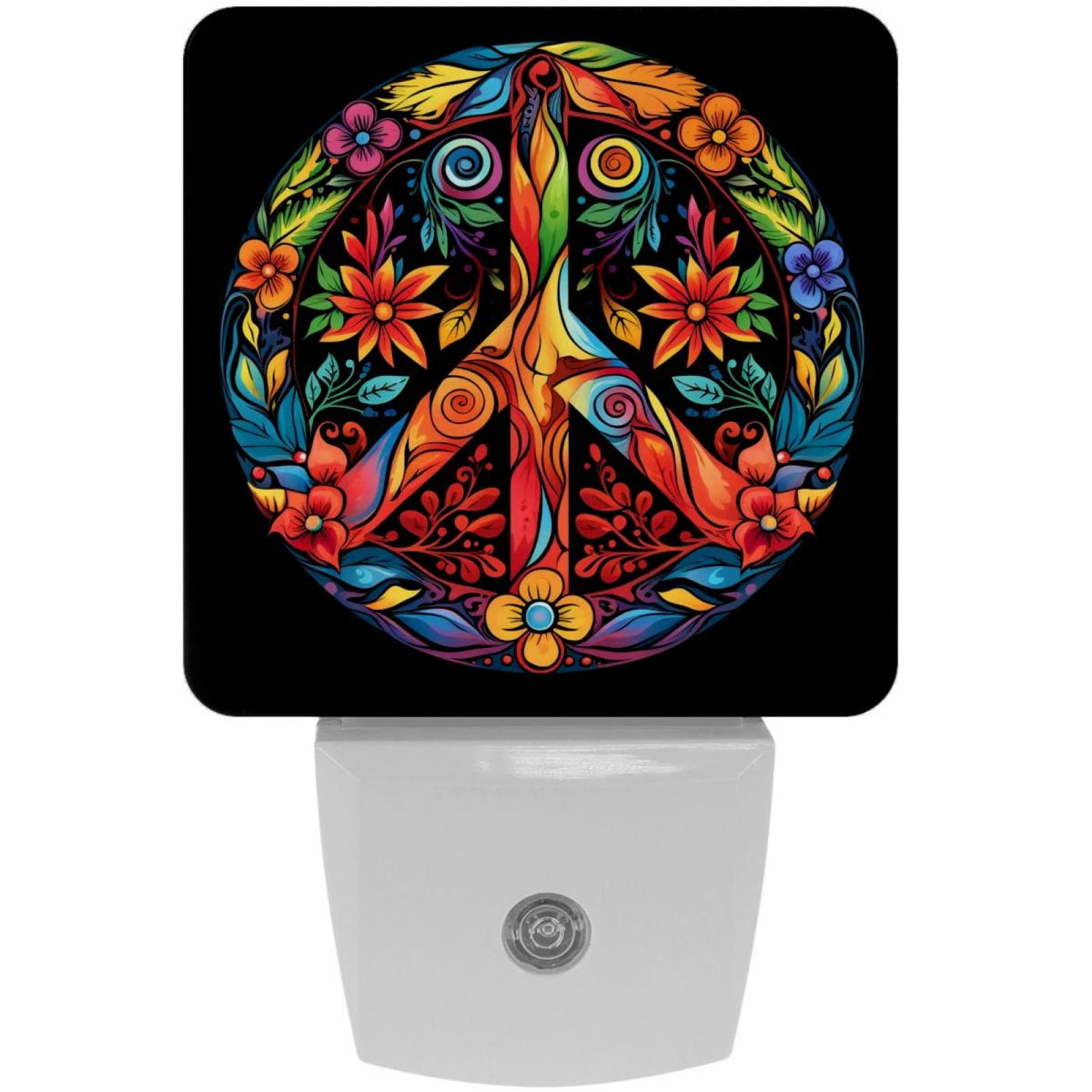 Peace Symbol LED Square Night Lights - Modern Design, Energy Efficient ...