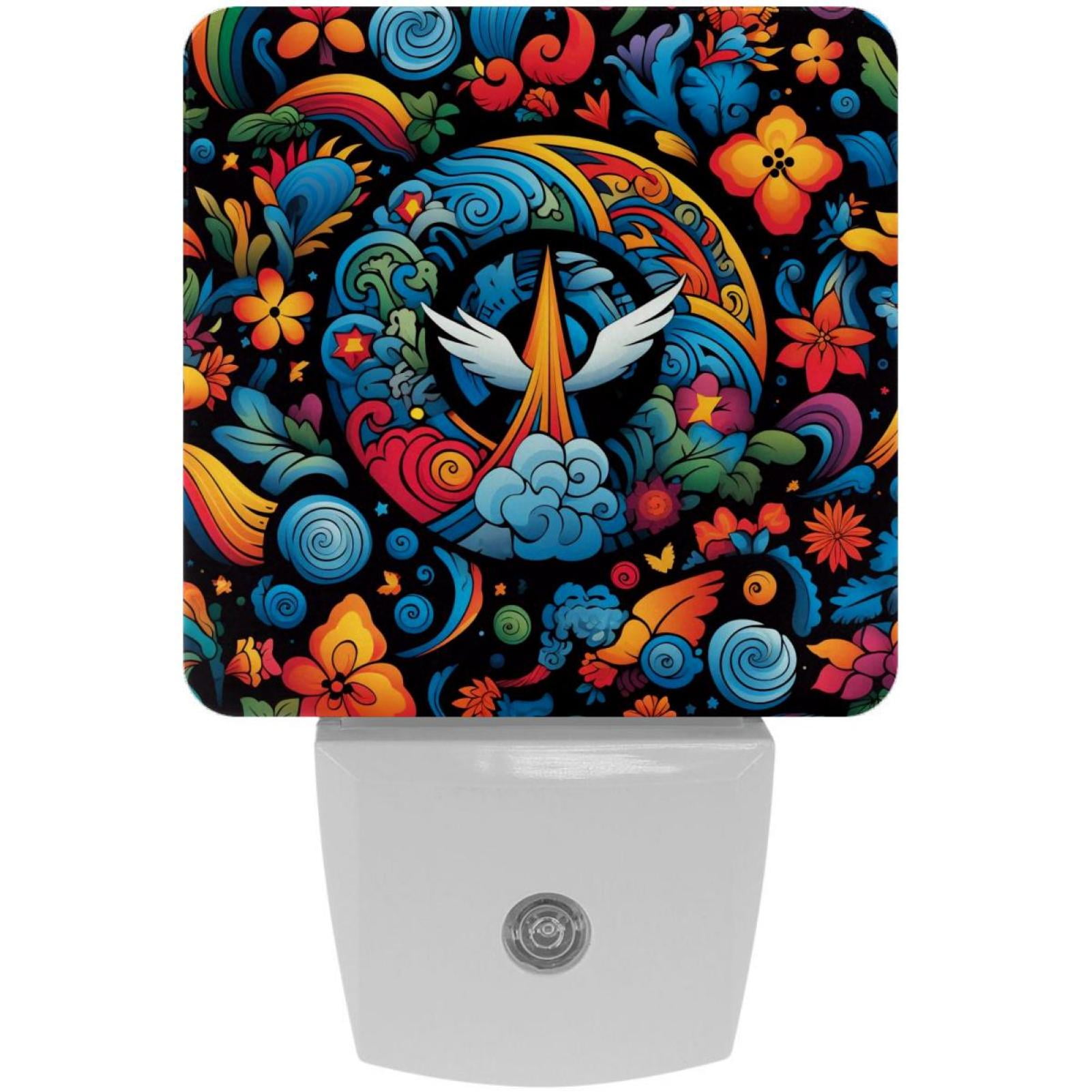 Peace Symbol LED Square Night Lights - Modern and Versatile Plug-in ...