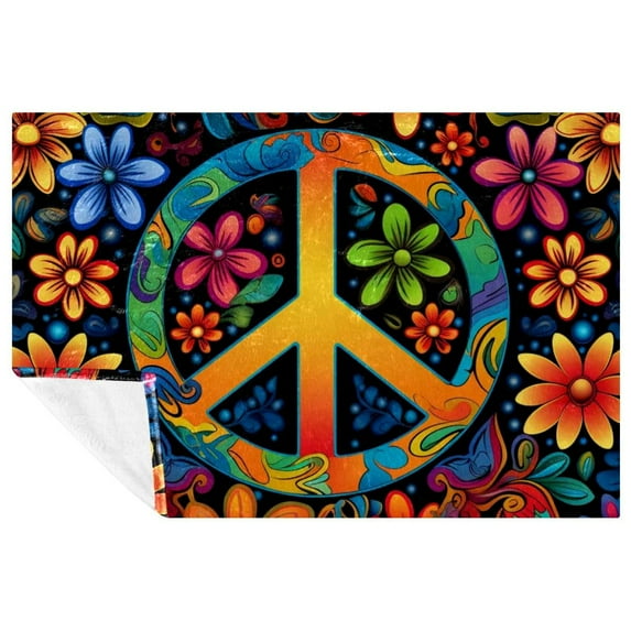 Peace Symbol Microfiber Throw Blanket, Soft and Warm, Printed Throw ...