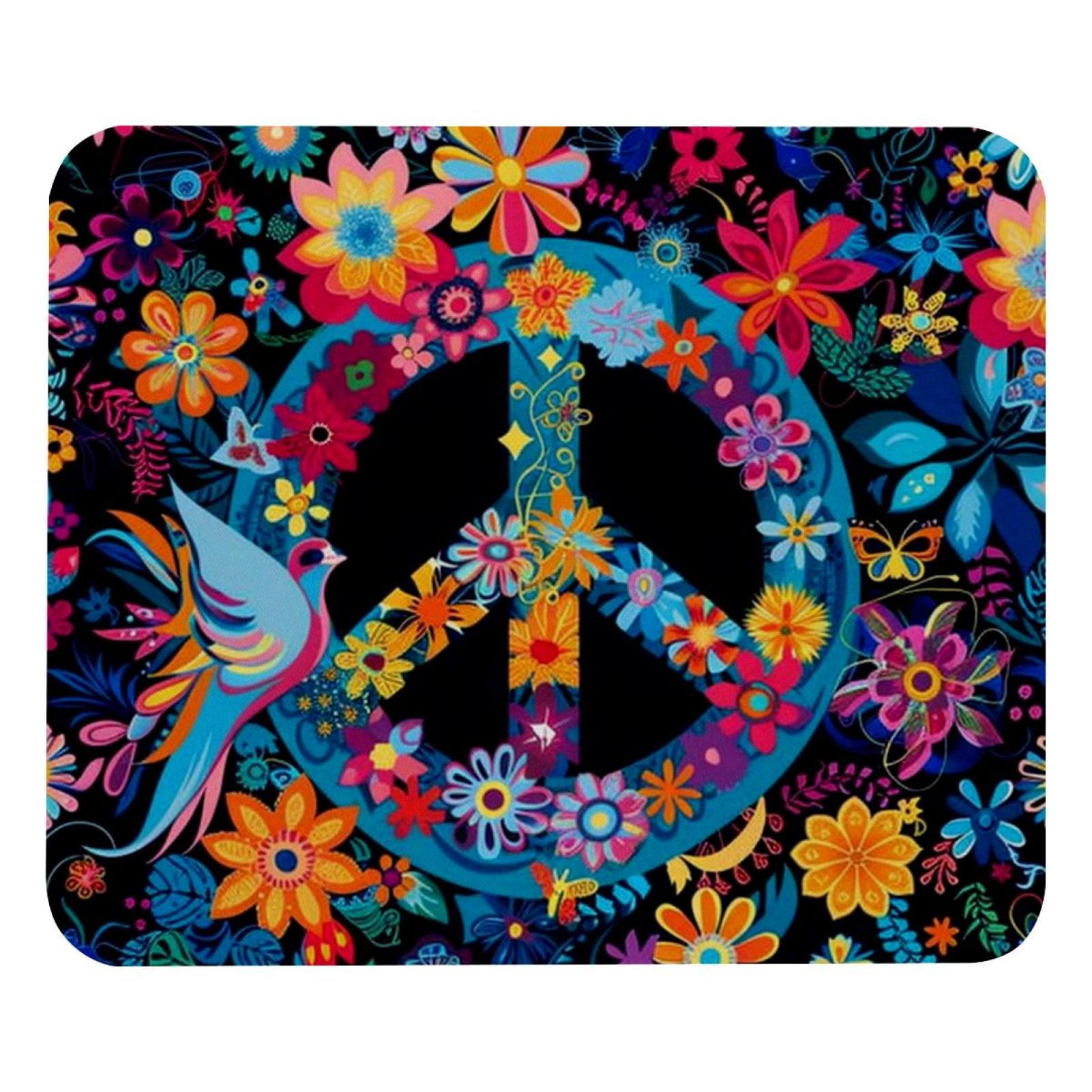 Peace Symbol Square Desk Mat Gaming Mouse Pad, 8.3x9.8 Inch Non-Slip ...