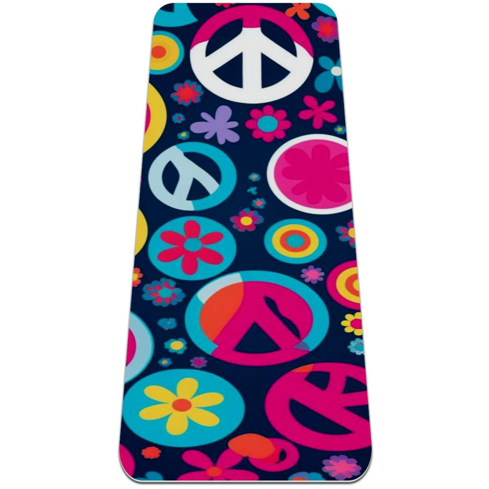 Peace Symbol TPE Exercise Mat for Yoga Pilates Workout, Fitness Mat ...